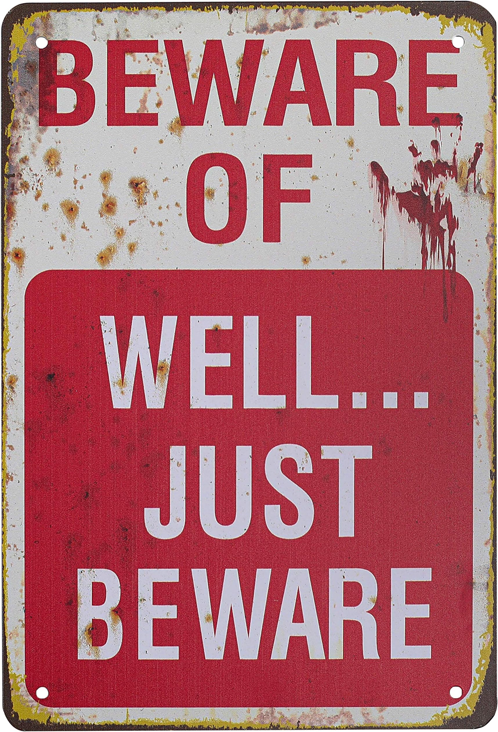 Amazon.com : Halloween Metal Signs, Beware of Well Just Beware Metal ...