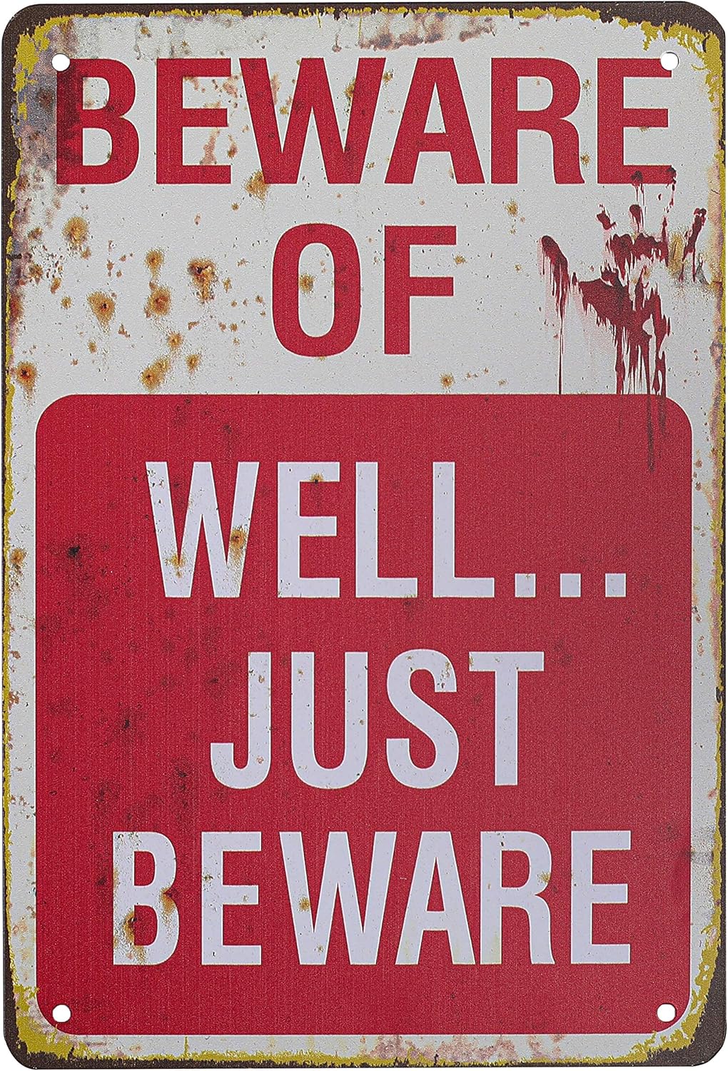 Amazon.com : Halloween Metal Signs, Beware of Well Just Beware Metal ...