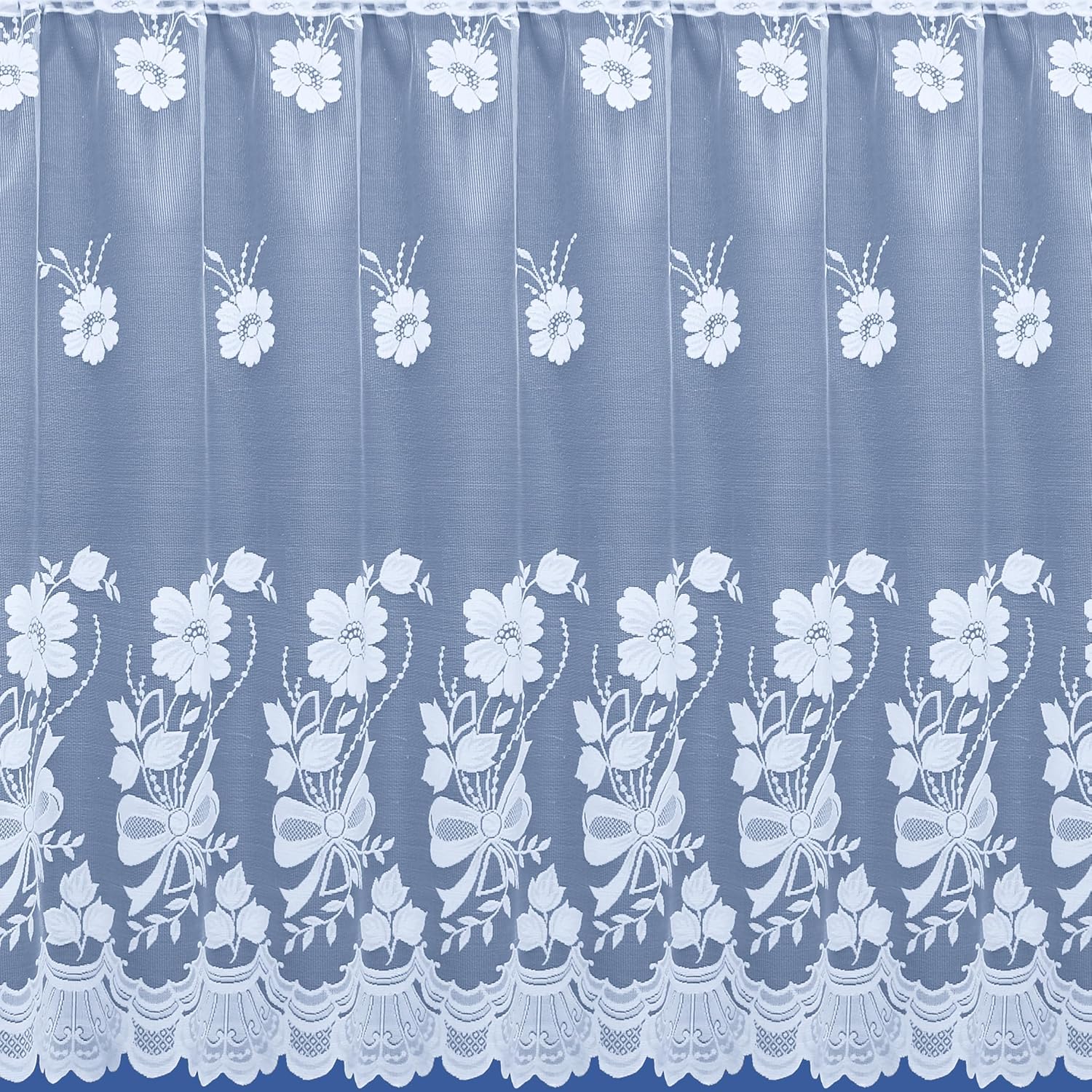 2 Metre Wide x 40" (101cm) Drop - Bouquet Floral Flowers White Lace ...