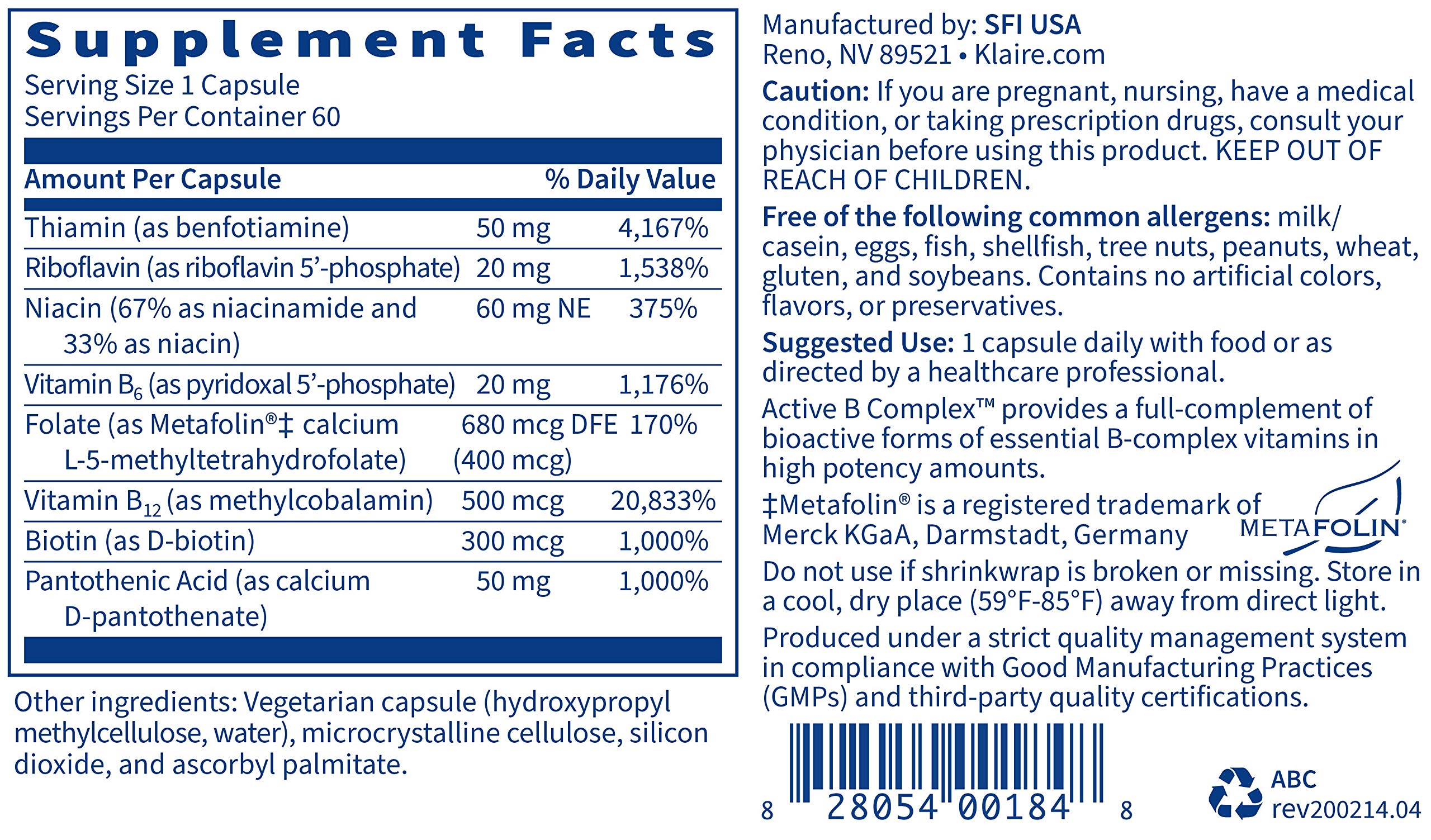 Complejo B activo de Klaire L...B00TYW4FXS | Encarguelo.com