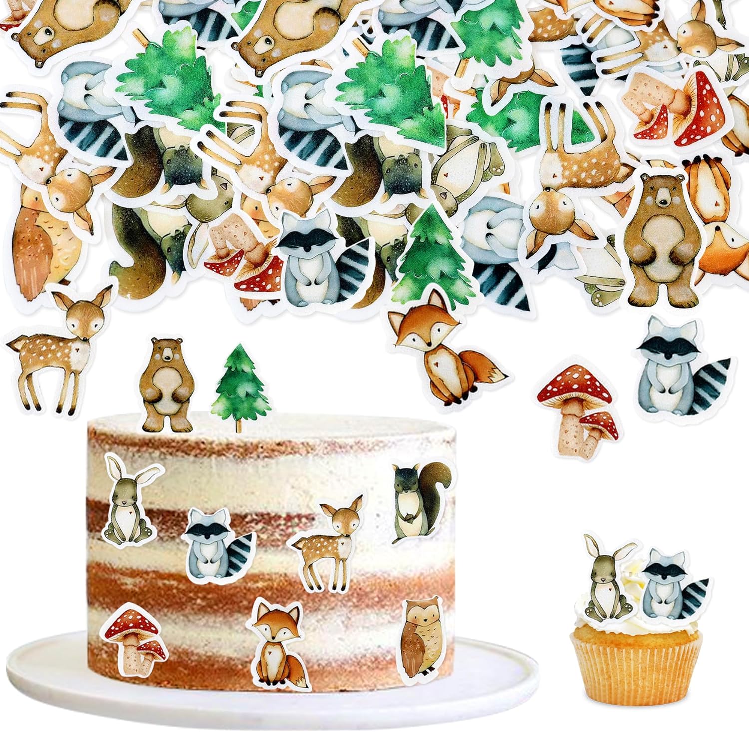 Blumomon 40Pcs Edible Jungle Safari Animal Cupcake Toppers Happy ...