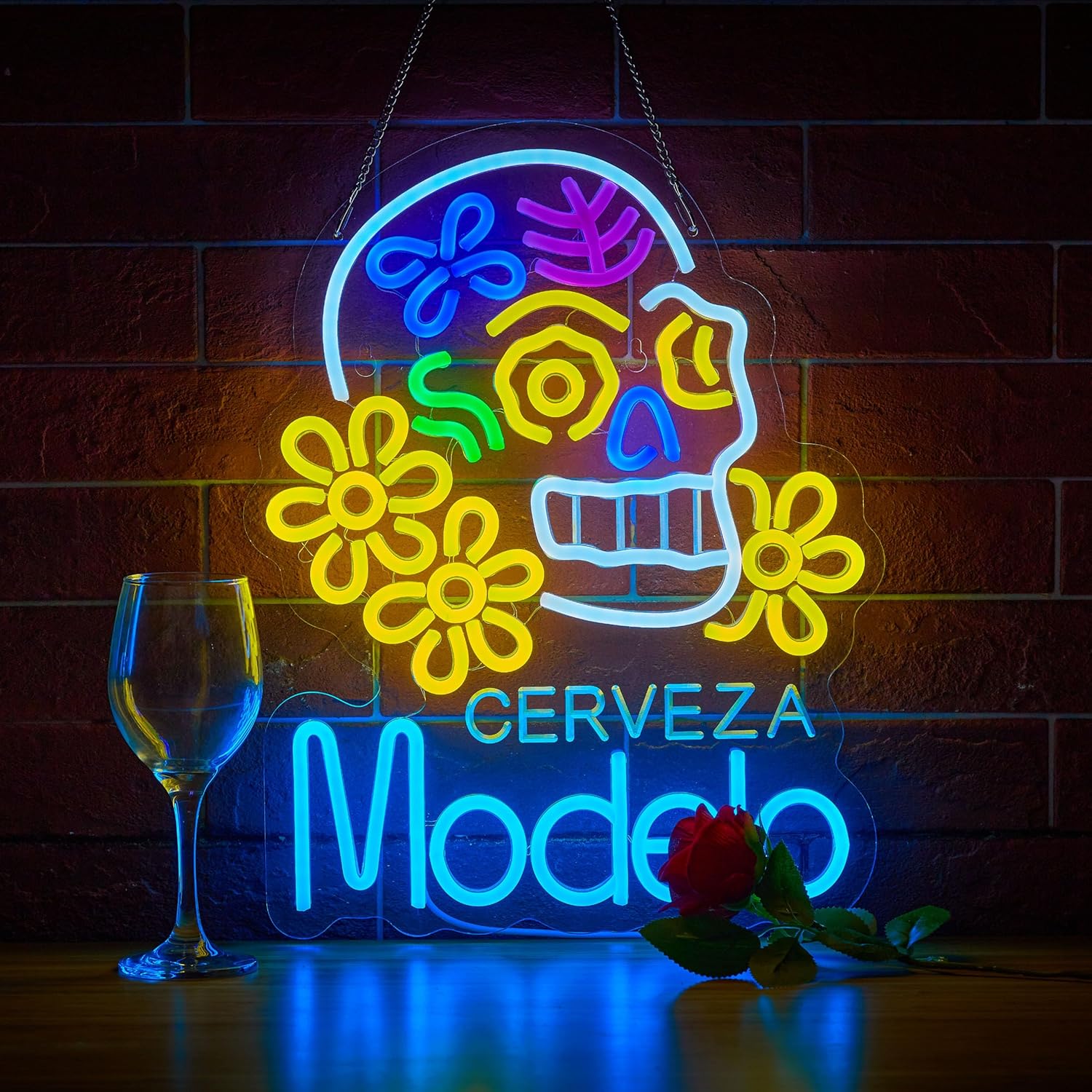 Yooyneon Neon Sign for Wall Décor Model Beer Bar Cerveza Neon Light Up ...