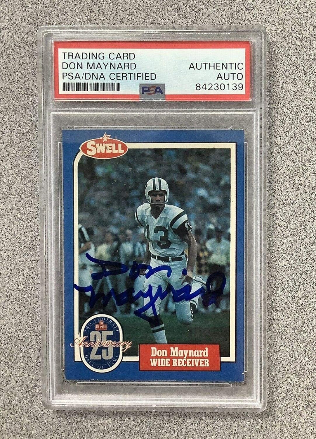 Don Maynard Signed 1988 Swell Card #134 Football NY Jets HOF Autograph ...
