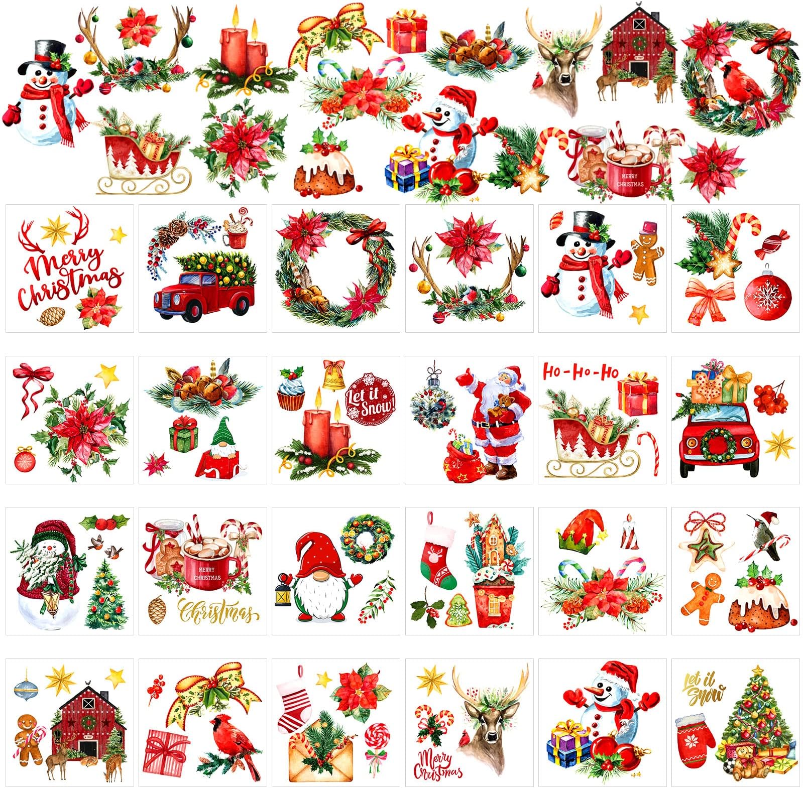 Amazon.com: 6 Sheets Christmas Rub on Transfers for Craft Furniture, 6 ...