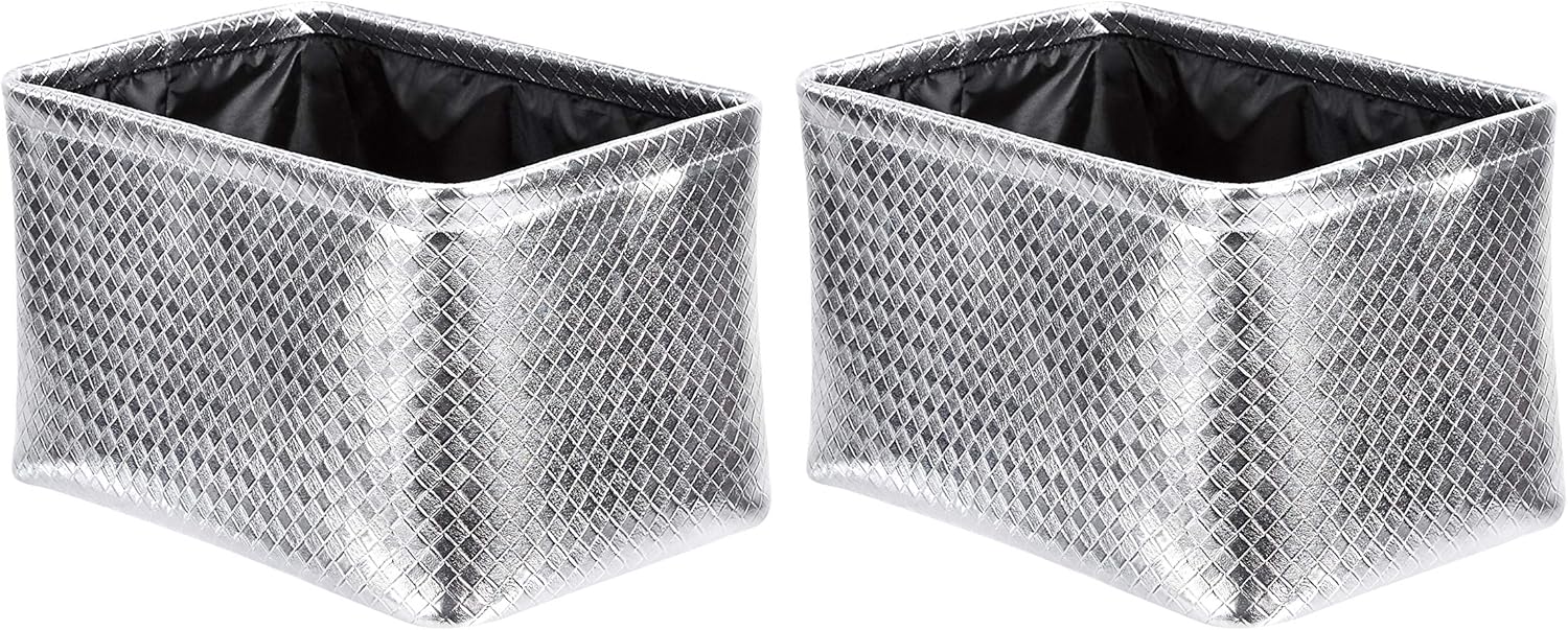 Amazon.com: Amazon Basics Rectangular Storage Bins - Metallic Silver, 2 ...
