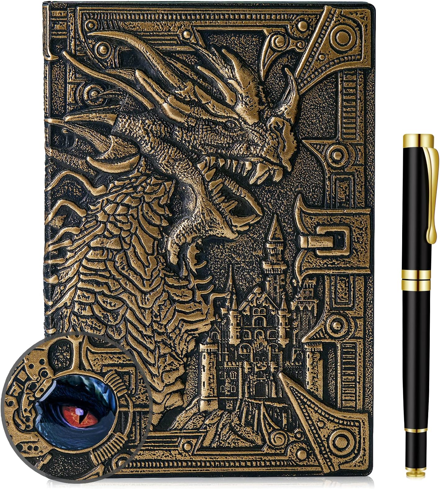Amazon.com : JEWPHX 3D Dragon DND Notebook+Pen Set,Embossed Faux ...