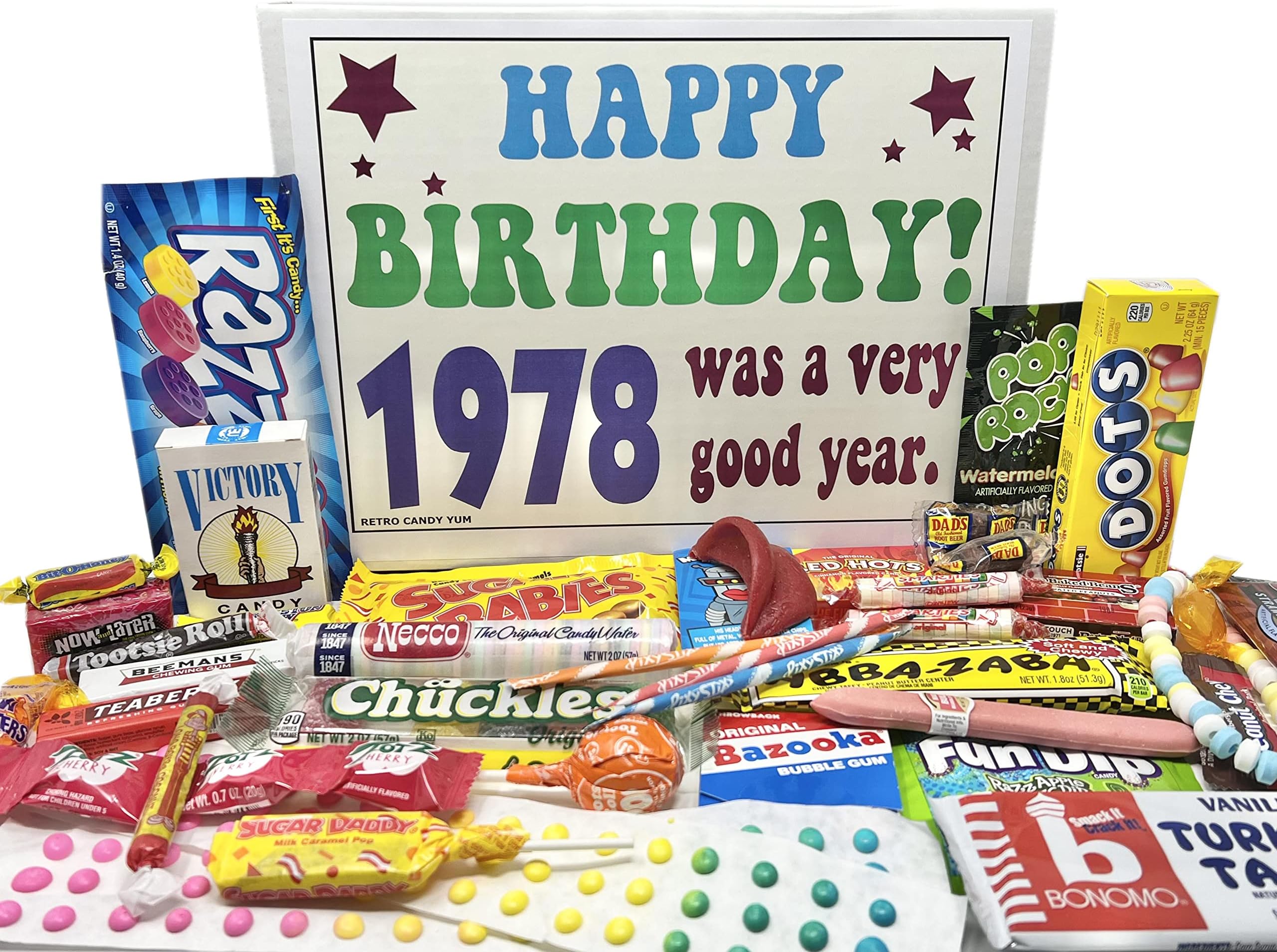 Amazon.com : RETRO CANDY YUM ~ 1954 70th Birthday Gift Box Nostalgic ...