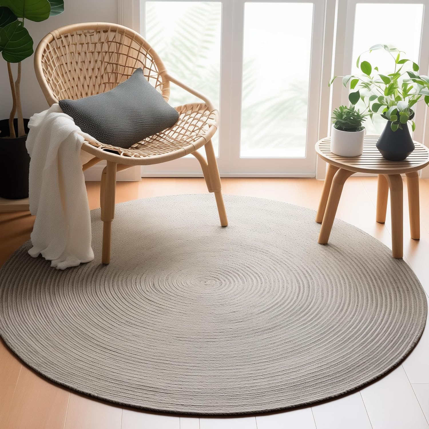 Amazon.com: Super Area Rugs Gray Braided Rug Country Dining Room ...