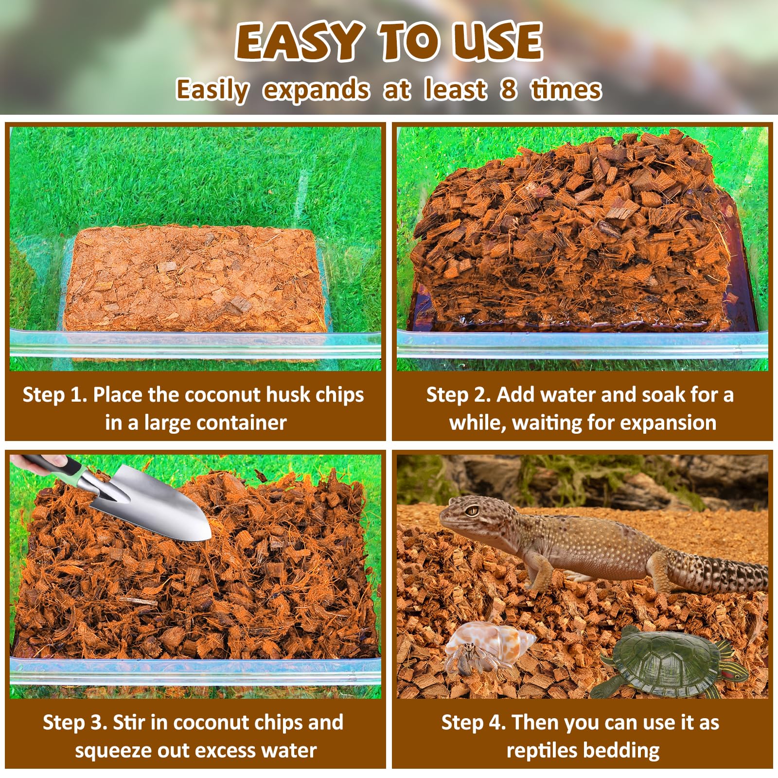 Snapklik.com : 2 Pack Coconut Chip Substrate For Reptiles, Natural Coco ...