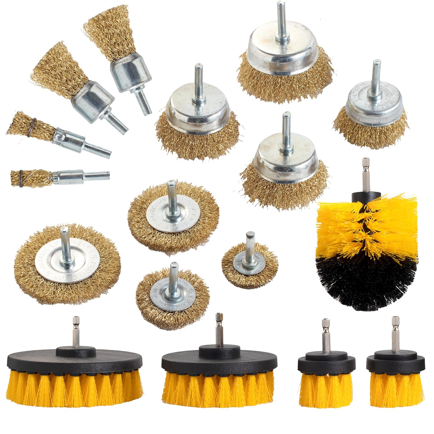 Drill Brushes Brush Wire & Plastic Attachment 17 Pack Electric Drill ...