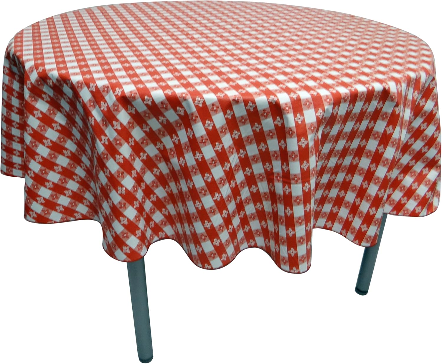 Amazon.com: Phoenix Cafe Check Vinyl Tablecloth, 52-Inch Inch Round Cut ...