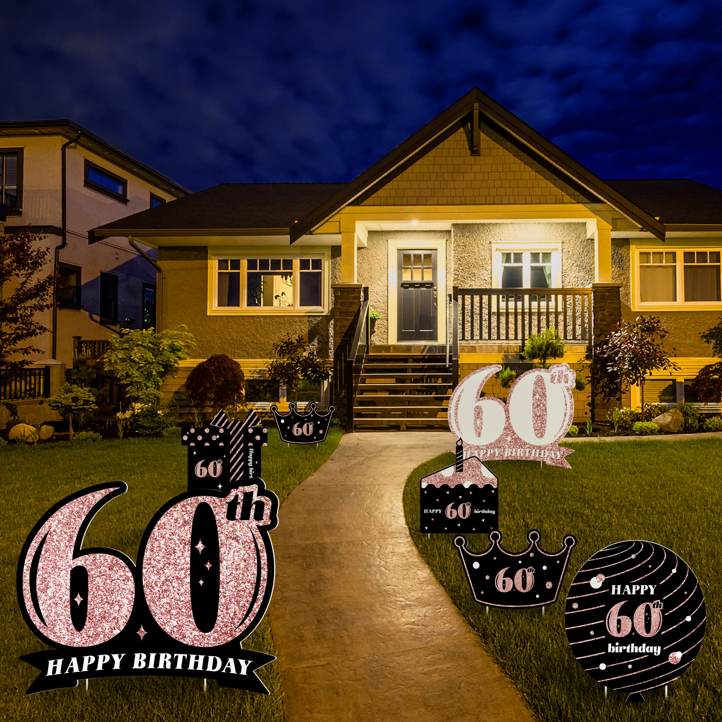 Snapklik.com : LINAYE 60th Birthday Decorations Yard Sign Rose Gold For ...