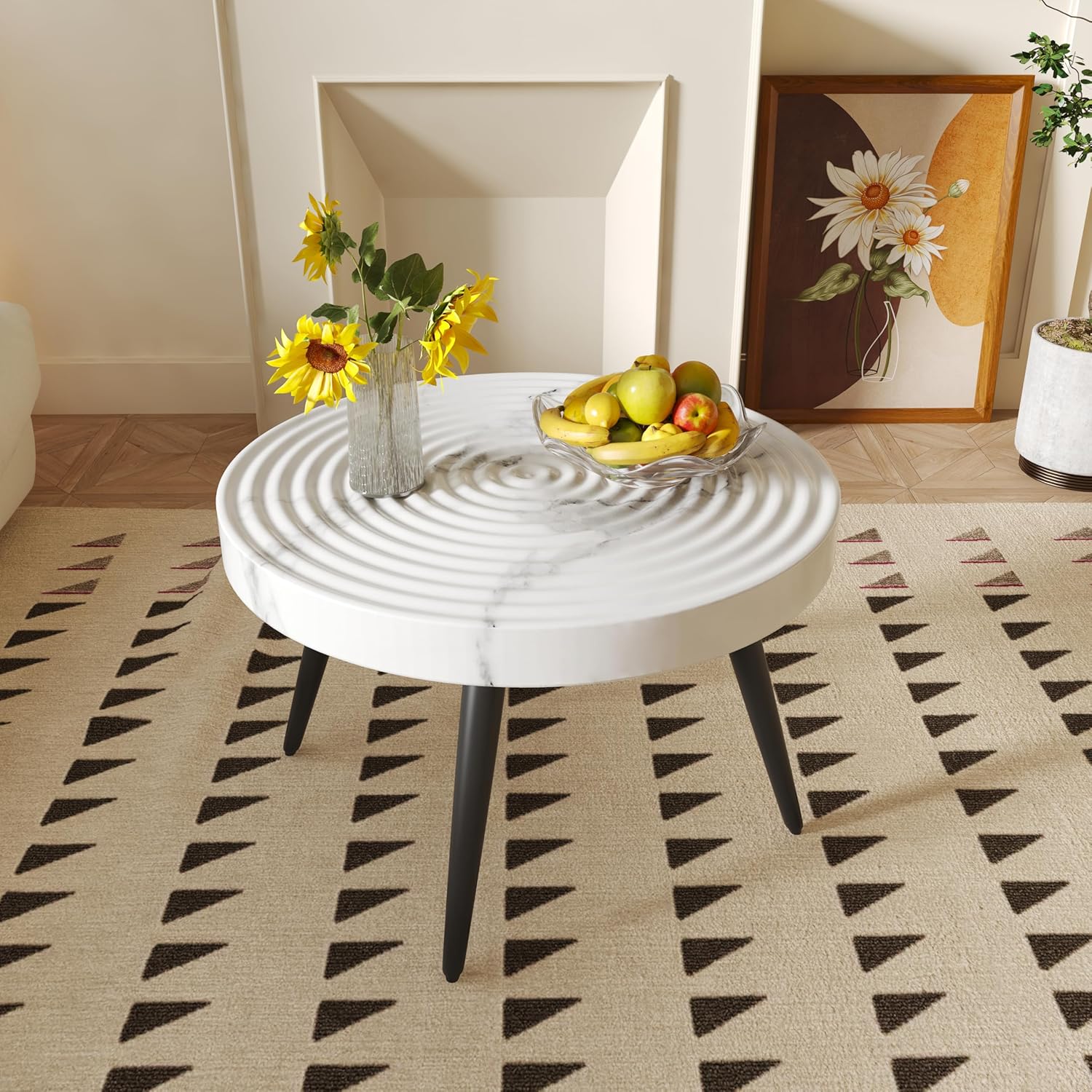 Amazon.com: 31-Inch Round Modern Farmhouse Coffee Table, Natural Finish ...