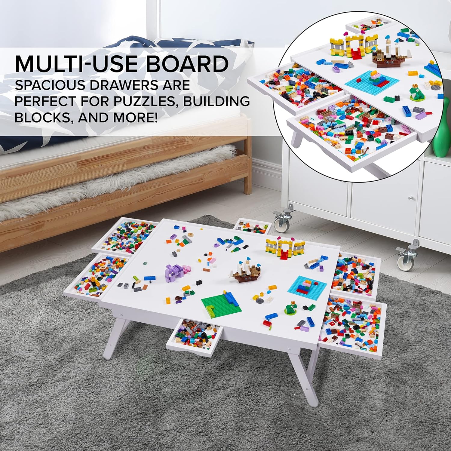 Buy Jumbl 1000-Piece Puzzle Board Rack w/Mat | 23” x 31” Wooden Jigsaw ...