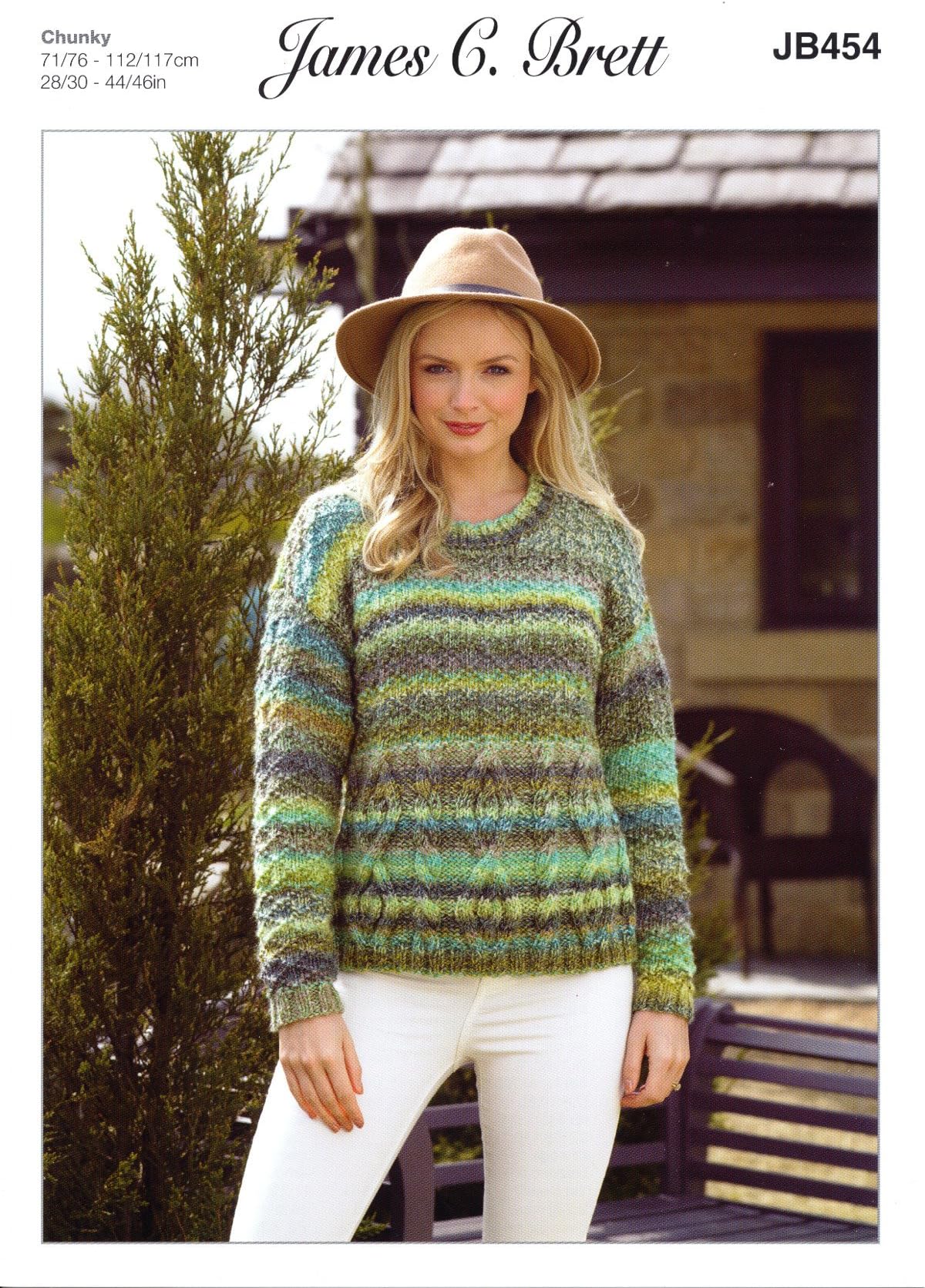 James C Brett JB370 Knitting Pattern Ladies Sweater in Marble Chunky ...