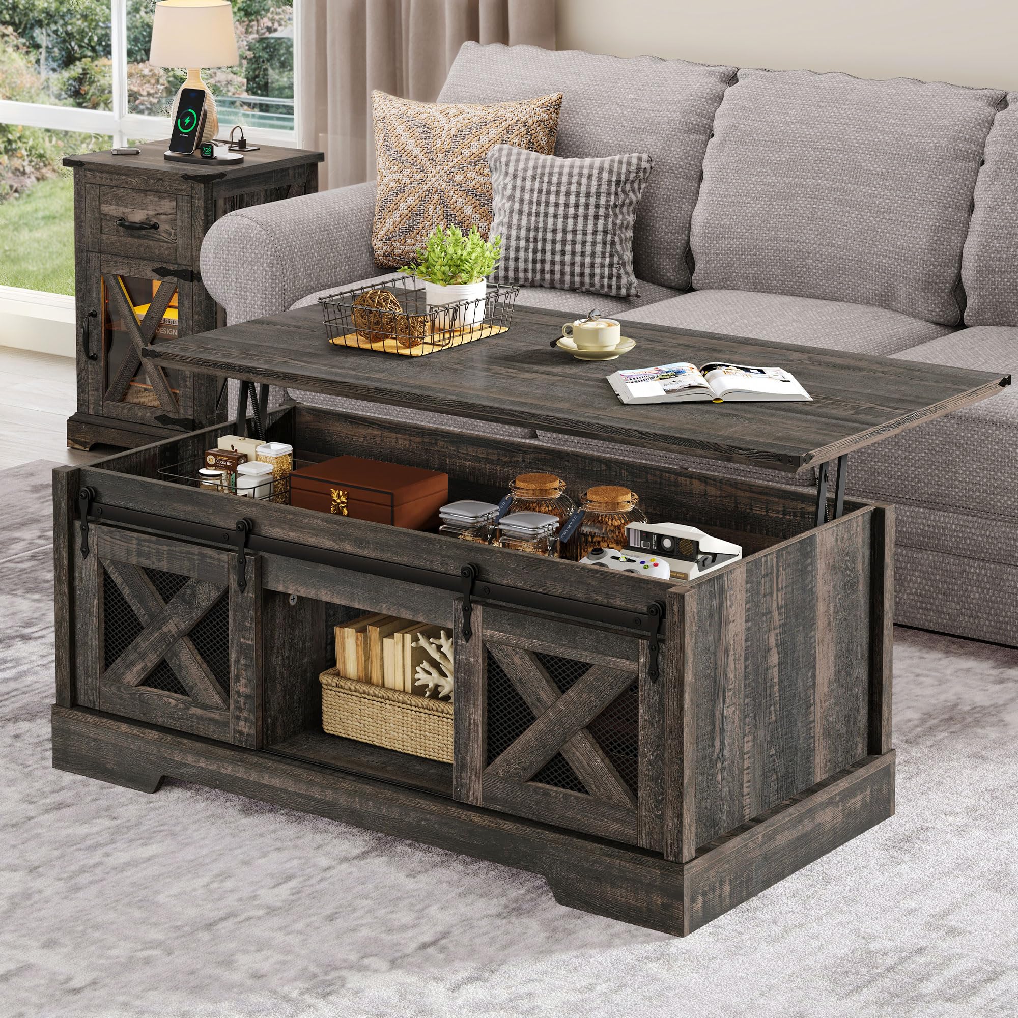 YITAHOME Lift Top Coffee Table, Farmhouse Coffee Table with Storage and ...