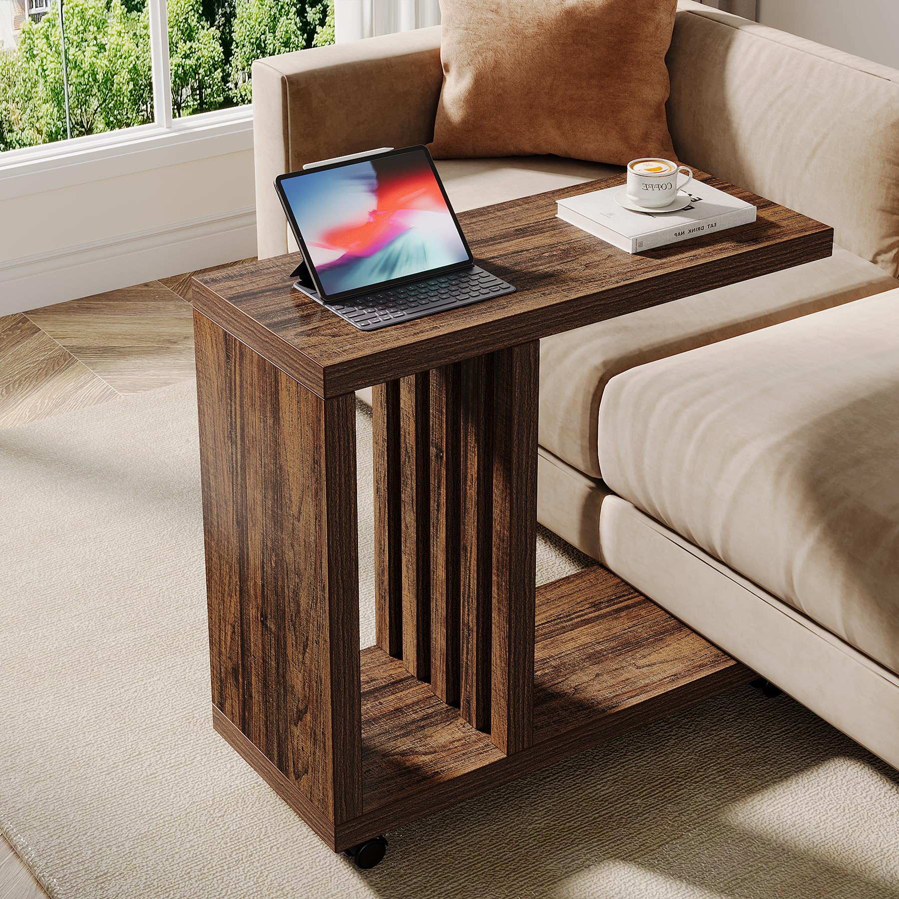Amazon.com: Tribesigns C Shaped End Table, Couch Side Table with ...