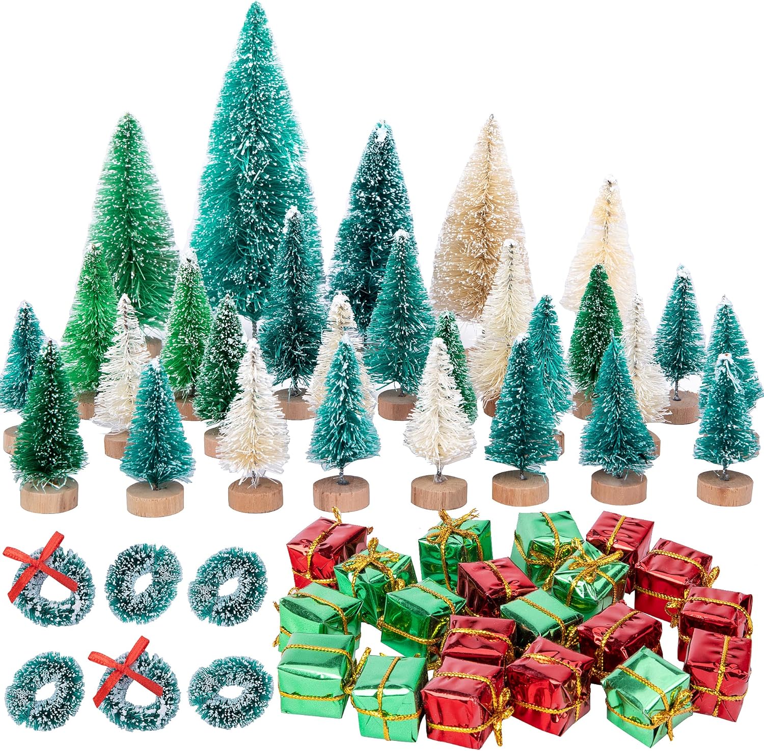 Amazon.com: Iceyyyy 56 Pcs Artificial Mini Christmas Trees Set ...