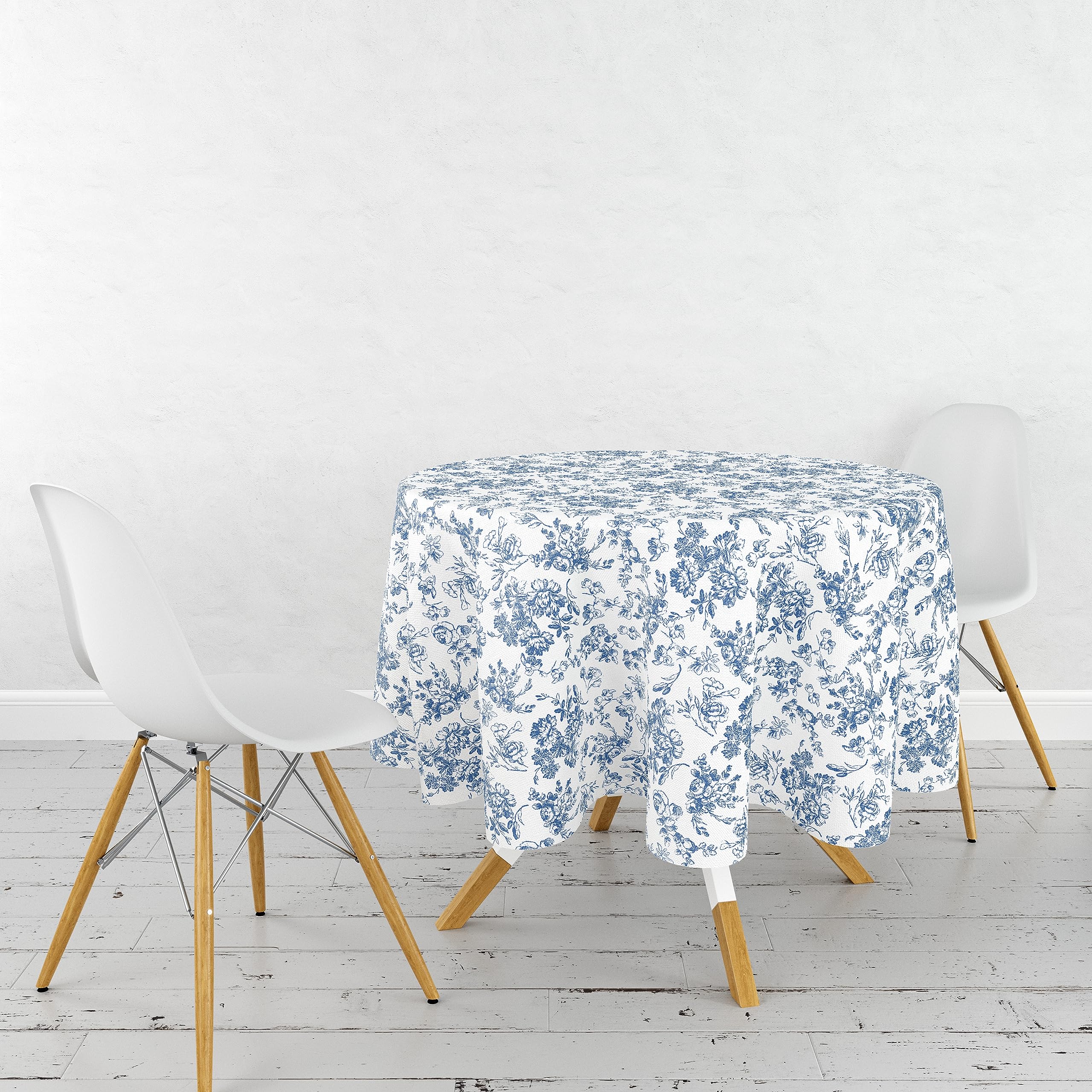 Amazon.com: tubeamin Blue and White Tablecloth Vintage Round Tablecloth ...