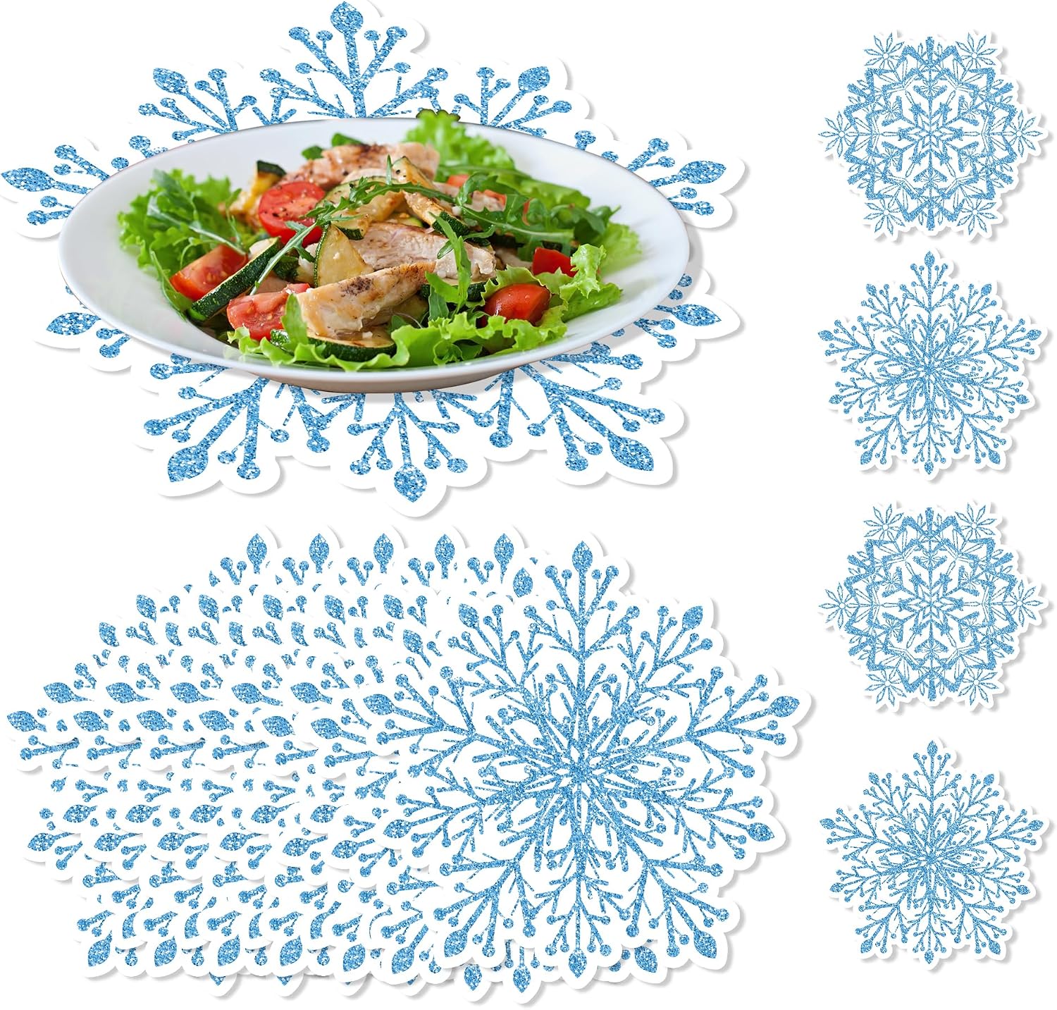 Amazon.com: Snowflake Placemats Blue Paper Placemats Set, Disposable ...