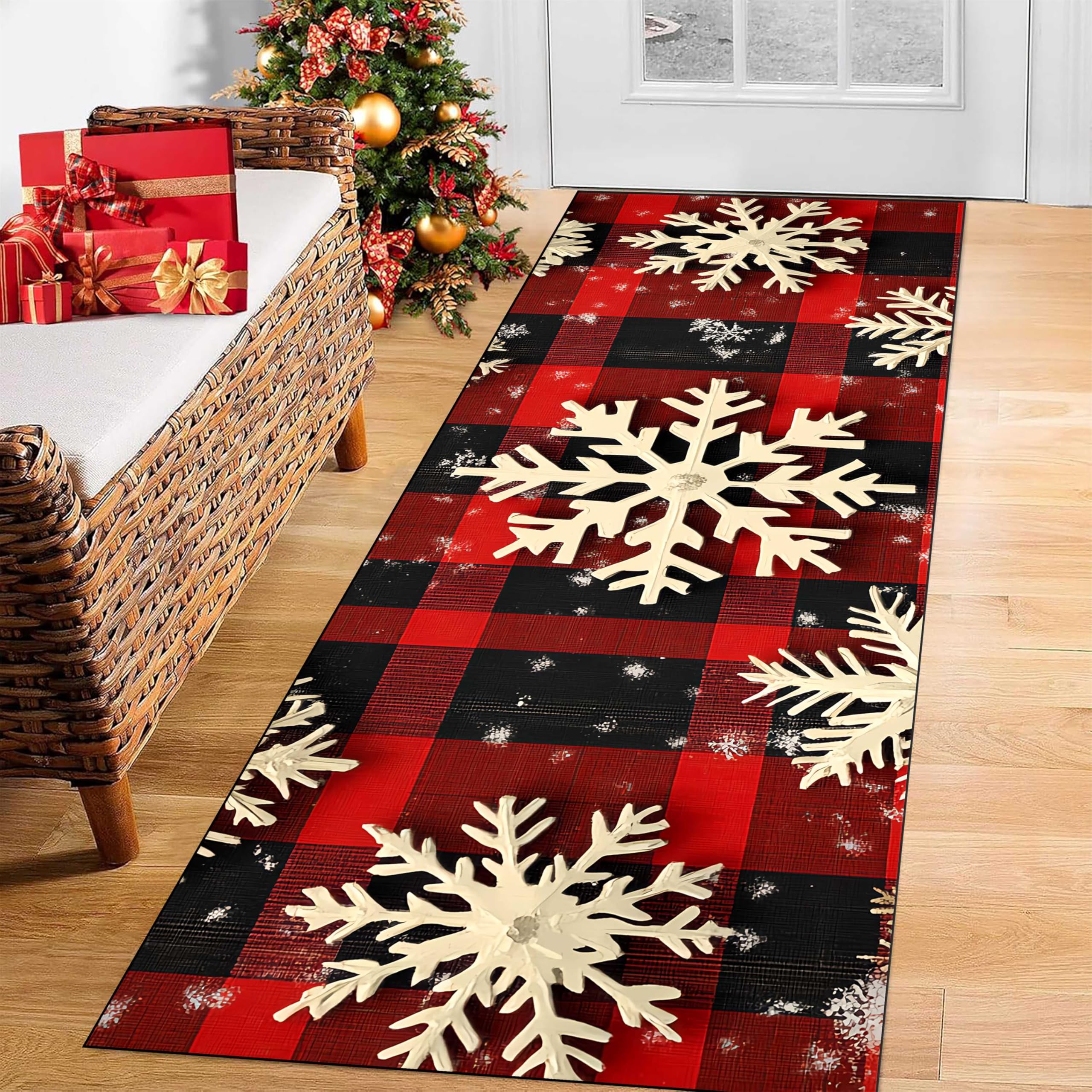 Amazon.com: LHTSJW Christmas Runner Rugs 2x4ft Christmas Snowflake Rag ...