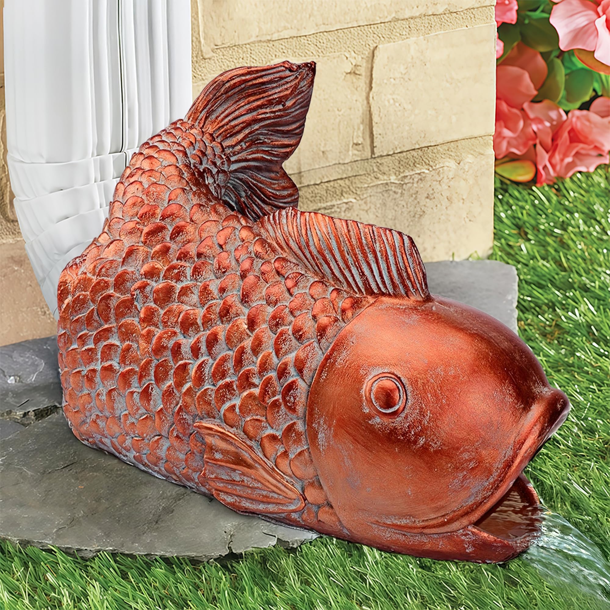 Snapklik.com : Real Koi Sculpture Gutter Diverter Rain,Eco-Friendly ...