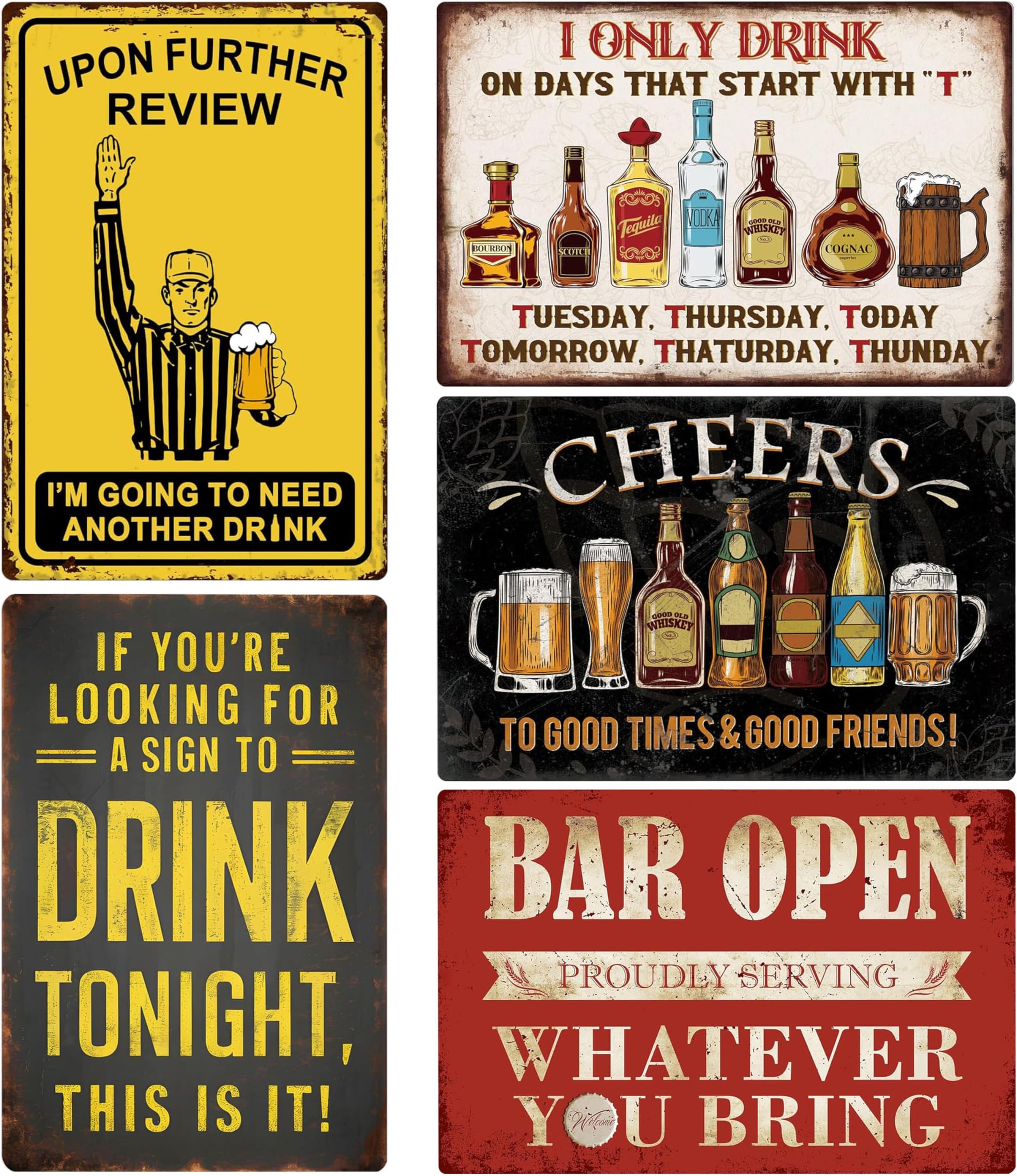 Amazon.com: MOLESS 1+1Pack Man Cave Decor Bar Sign Bundle, 12×8 IN ...