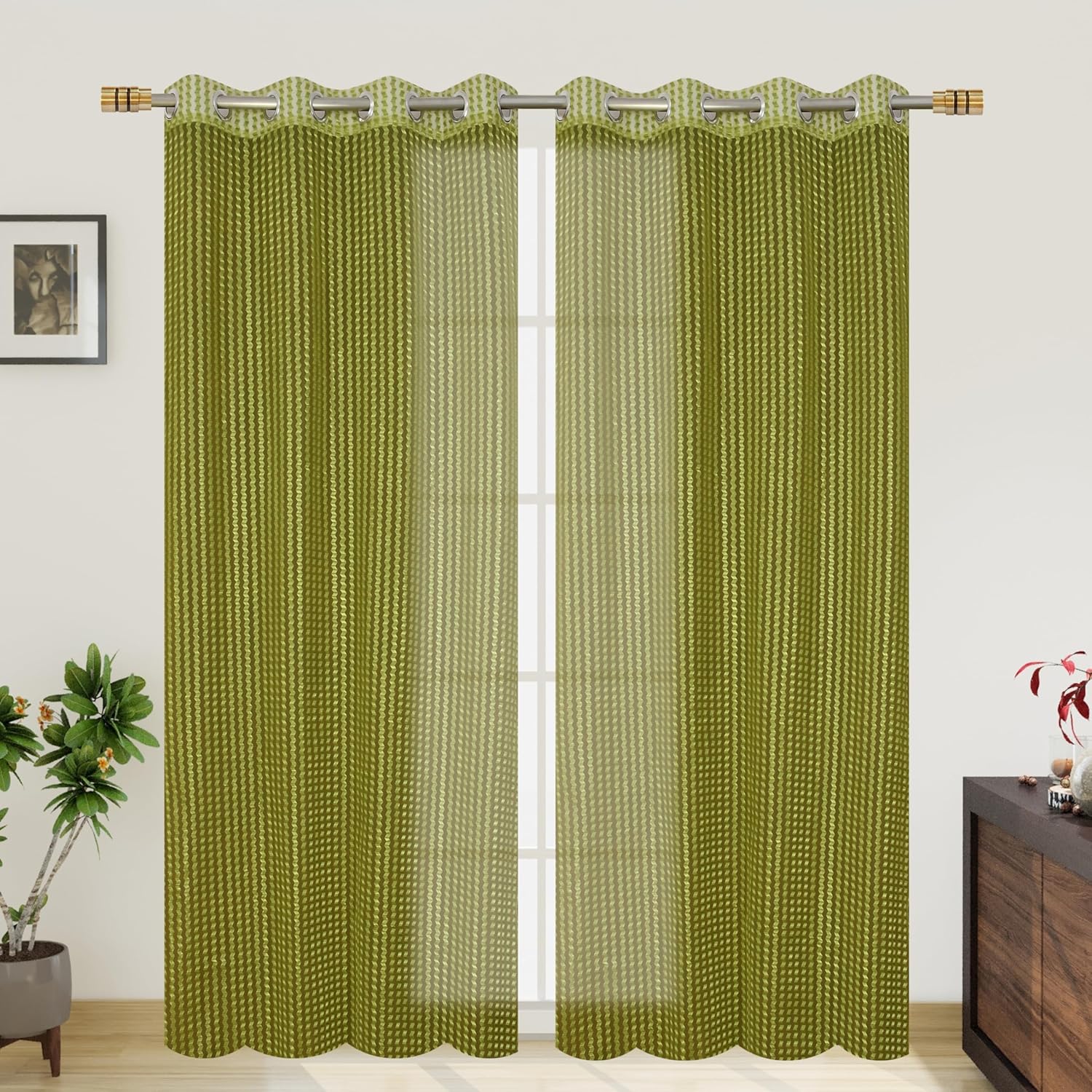 FRESH FROM LOOM Sheer Curtains 9 Feet Long Parda | Non – Blackout Light ...