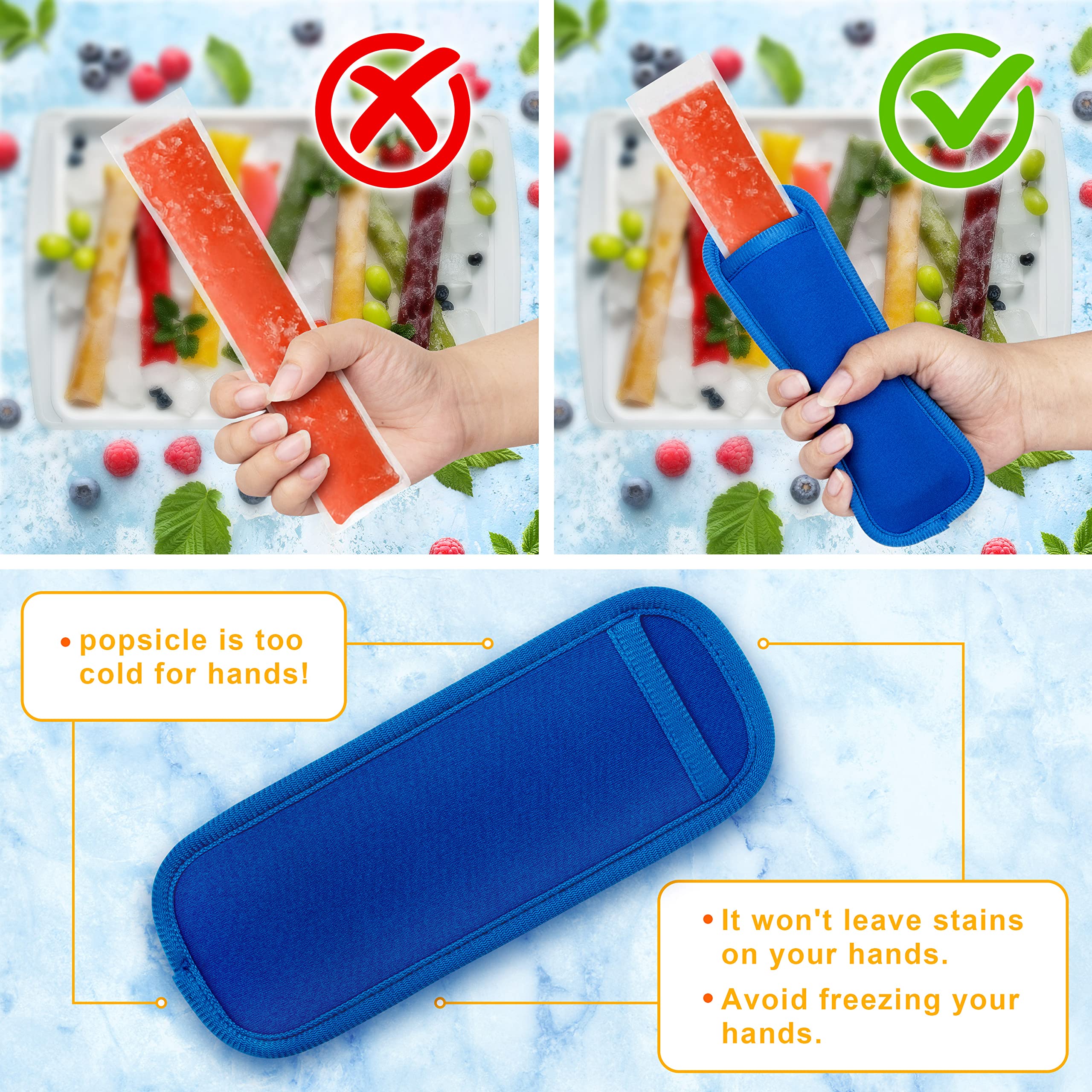 Snapklik.com : 6 Pack Reusable Popsicles Frozen Bags Ice Pop Stick ...