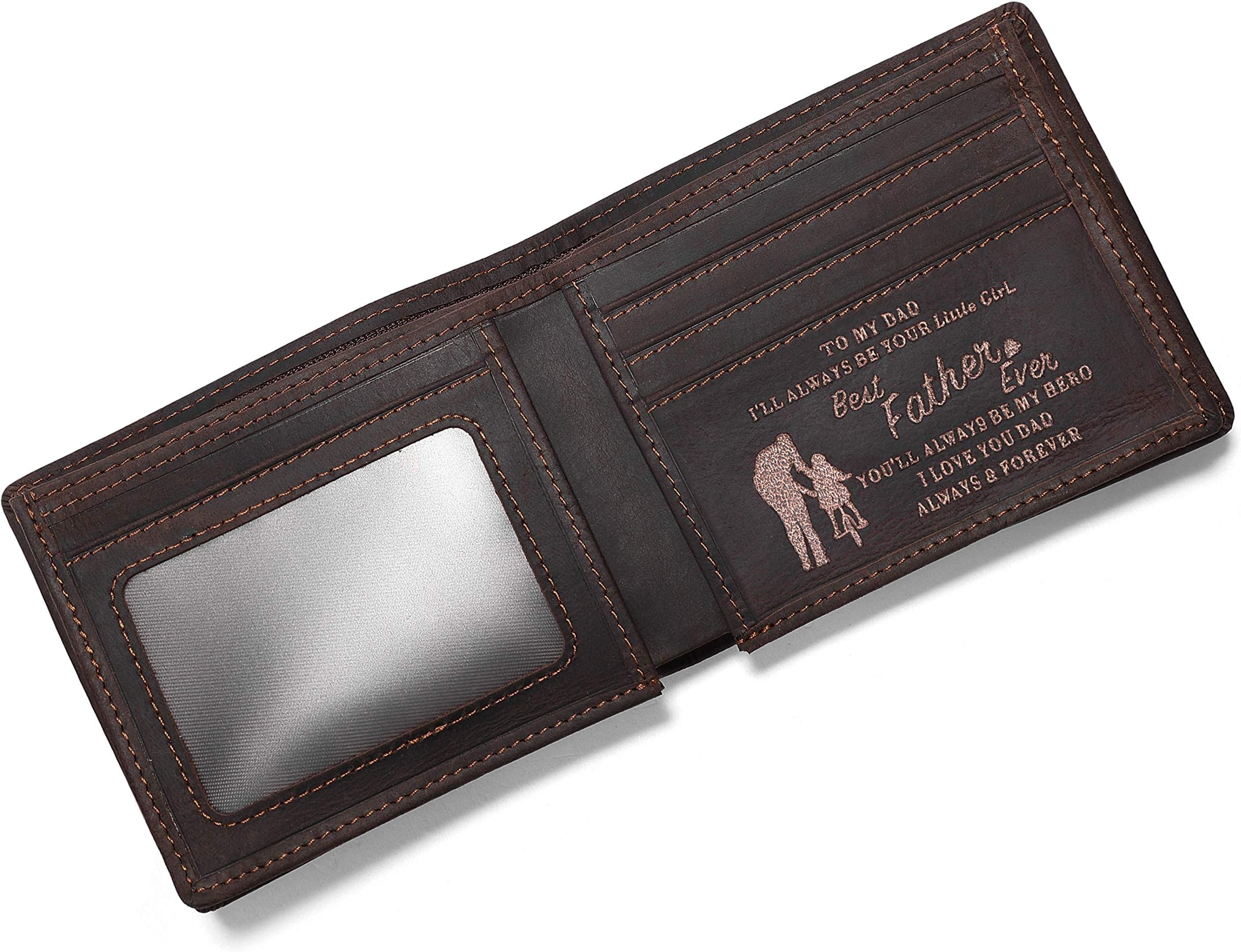 Amazon.com: Engraved Leather Men Wallet - Customized Father's Wallets ...