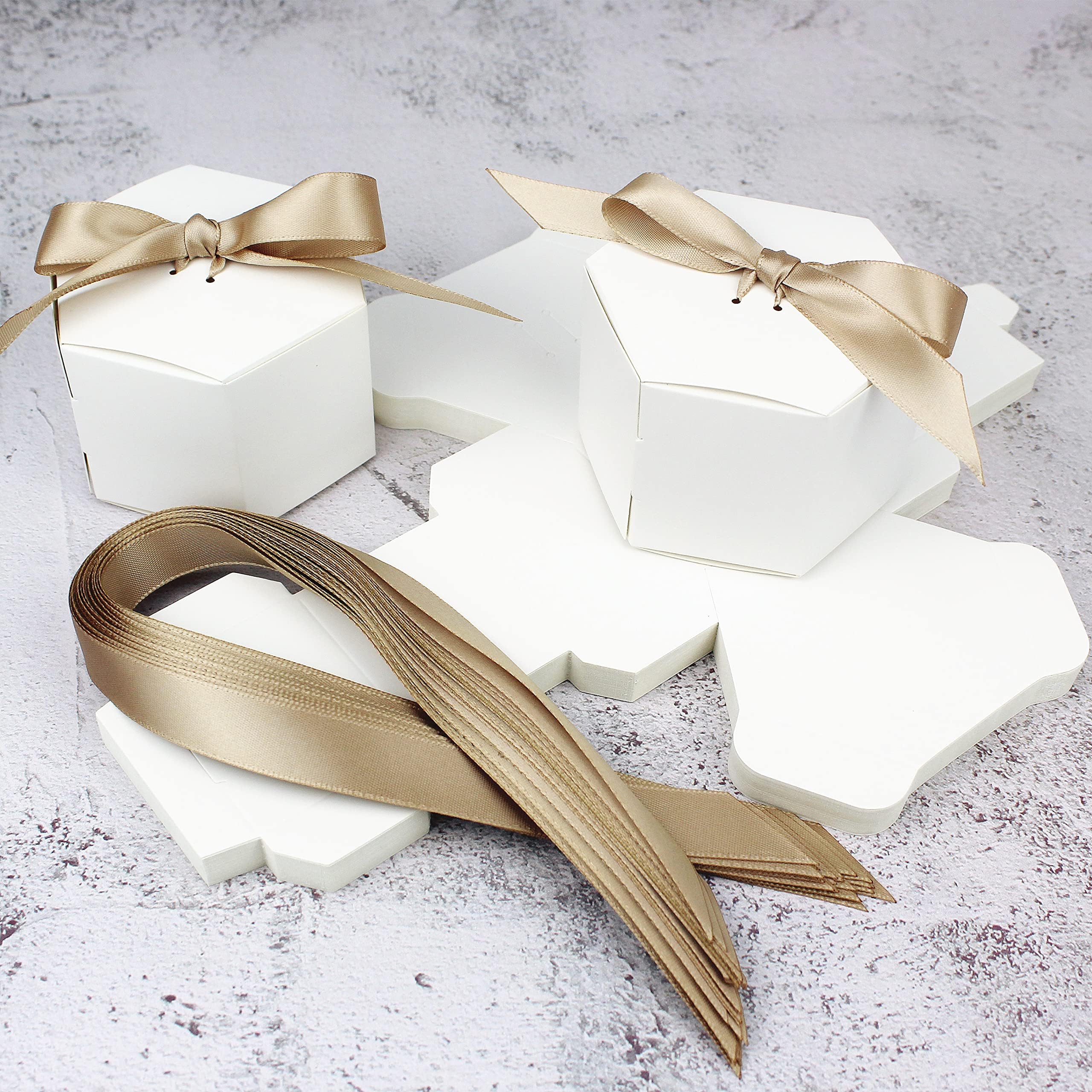 100pcs Wedding Favor Boxes White Square Party Gift Favor Box Kit with ...