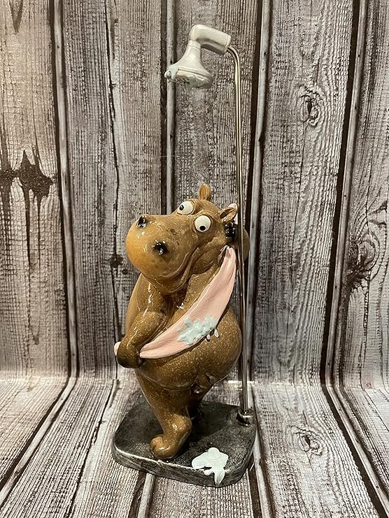 Amazon.com: Hippo in The Shower Polystone Figurine 9.75" H : Home & Kitchen