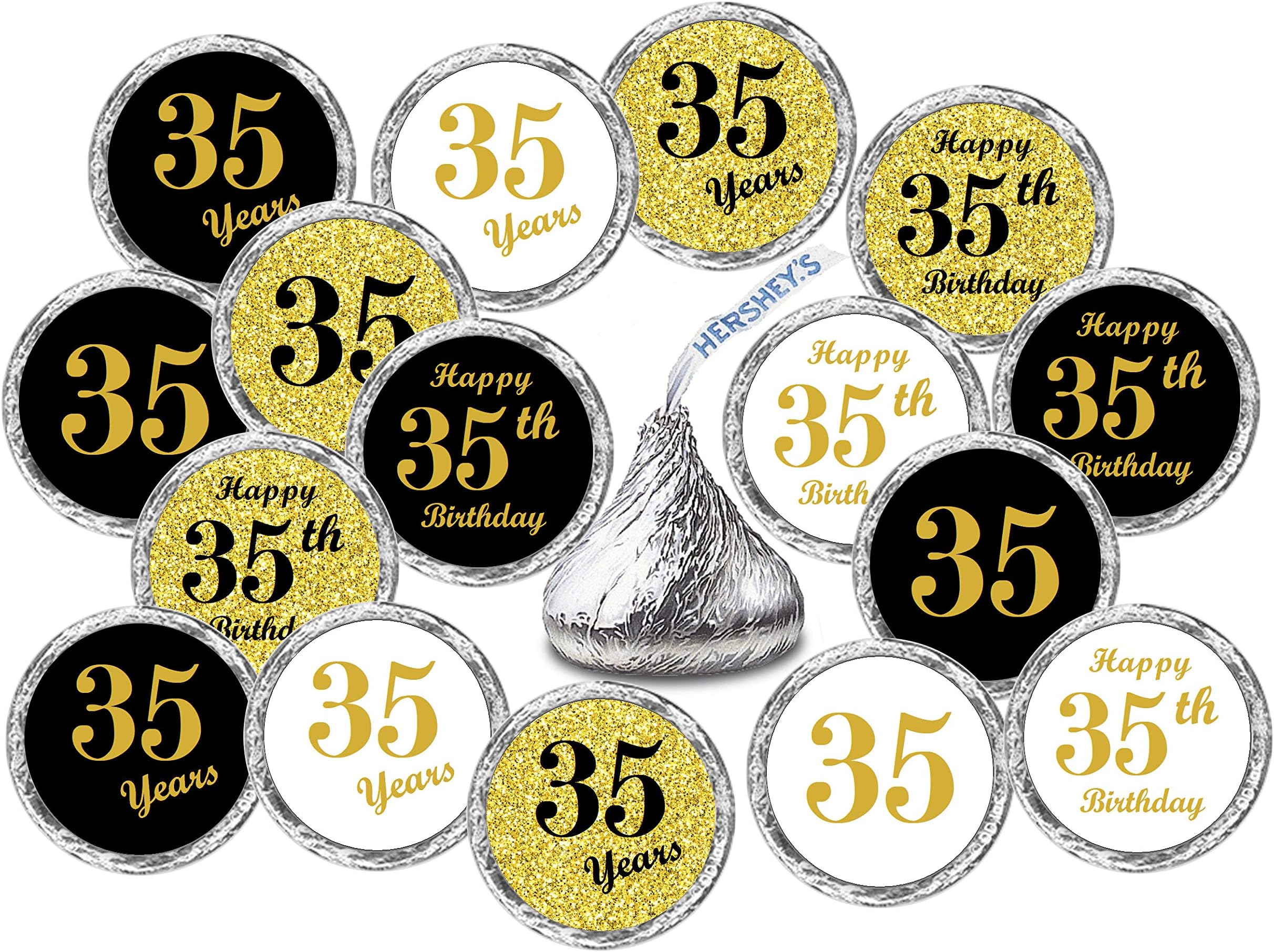 Amazon.com : 35th Birthday Round 2 Inch Big Glossy Stickers, Thank You ...