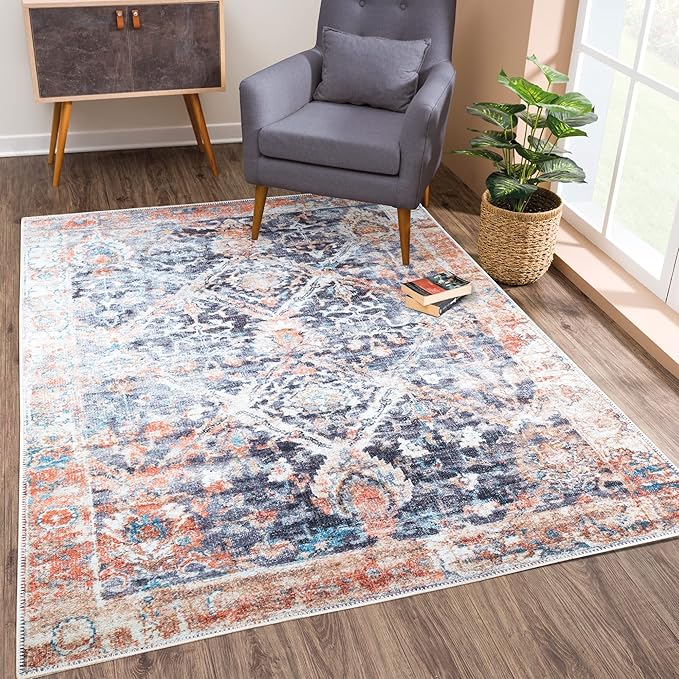 Amazon.com: Bloom Rugs Washable Non-Slip 5' x 7' Rug - Orange/Black ...