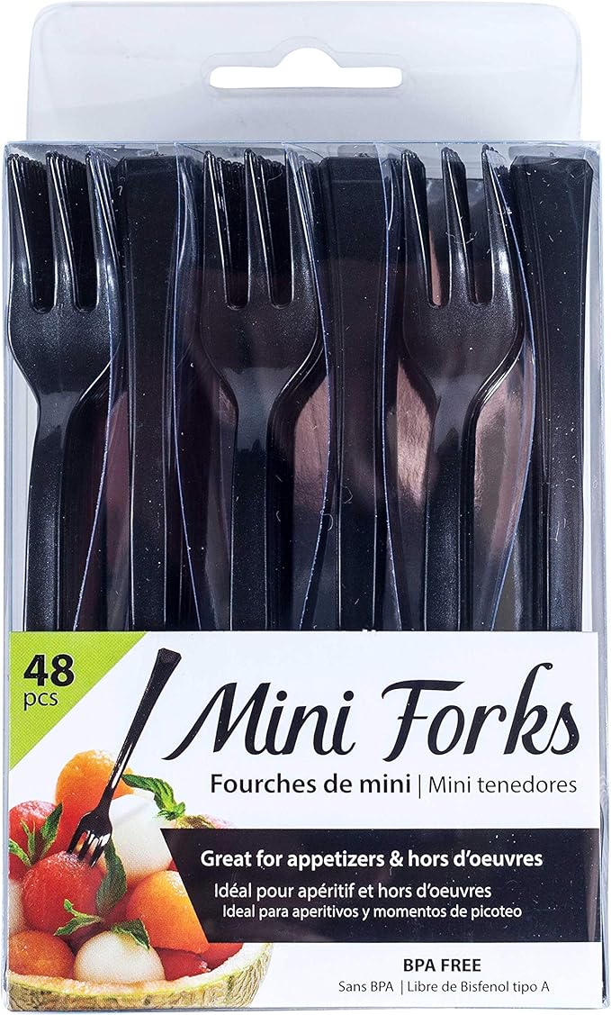 Amazon.com: Jacent 48 Count Black Mini Appetizer Forks, 1-Pack : Health ...