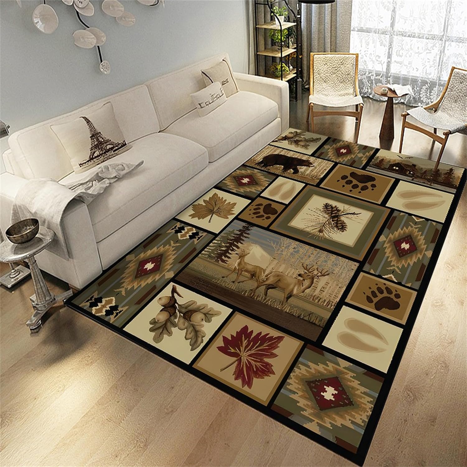 Amazon.com: Fouiunler Wild Animal Area Rugs, 3x4ft, Retro Lodge Black ...