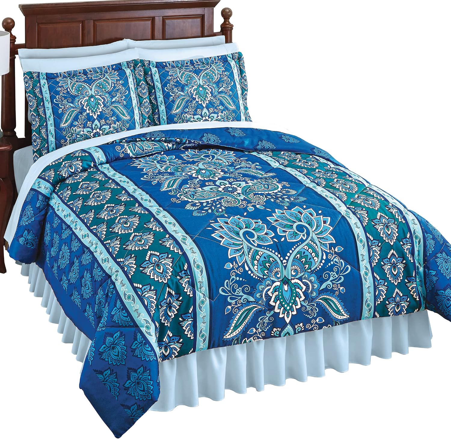 Amazon.com: Collections Etc Paisley Reversible Comforter and Sham Set ...