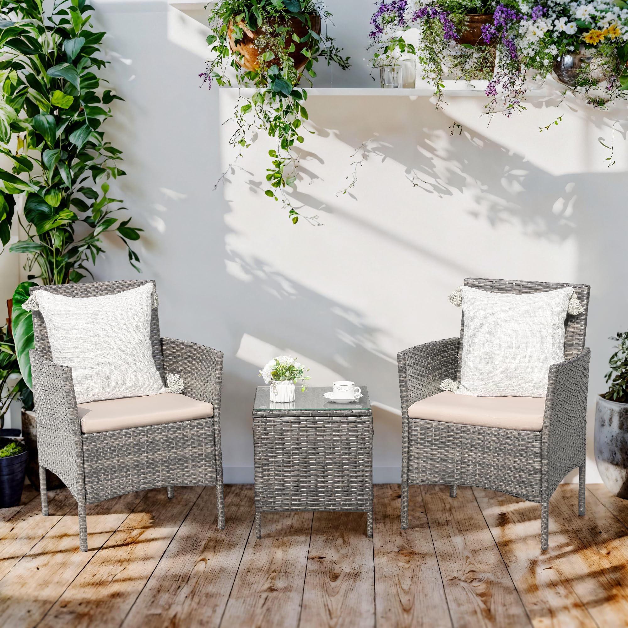 Snapklik.com : Flamaker Patio Furniture Set 3 Pieces All-Weather Rattan ...