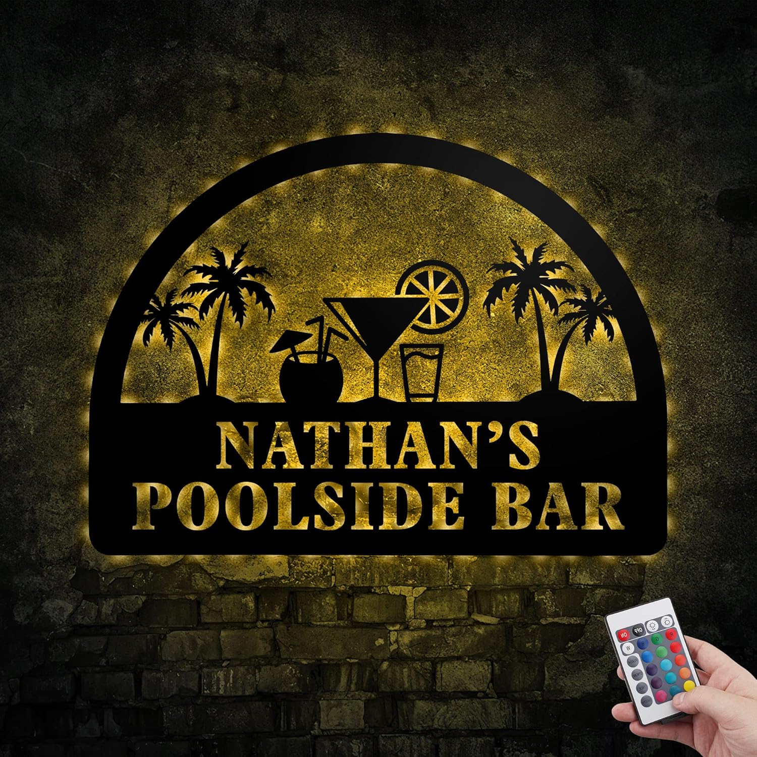 Amazon.com : WODORO Personalized Pool Bar LED Metal Tin Sign Wall ...