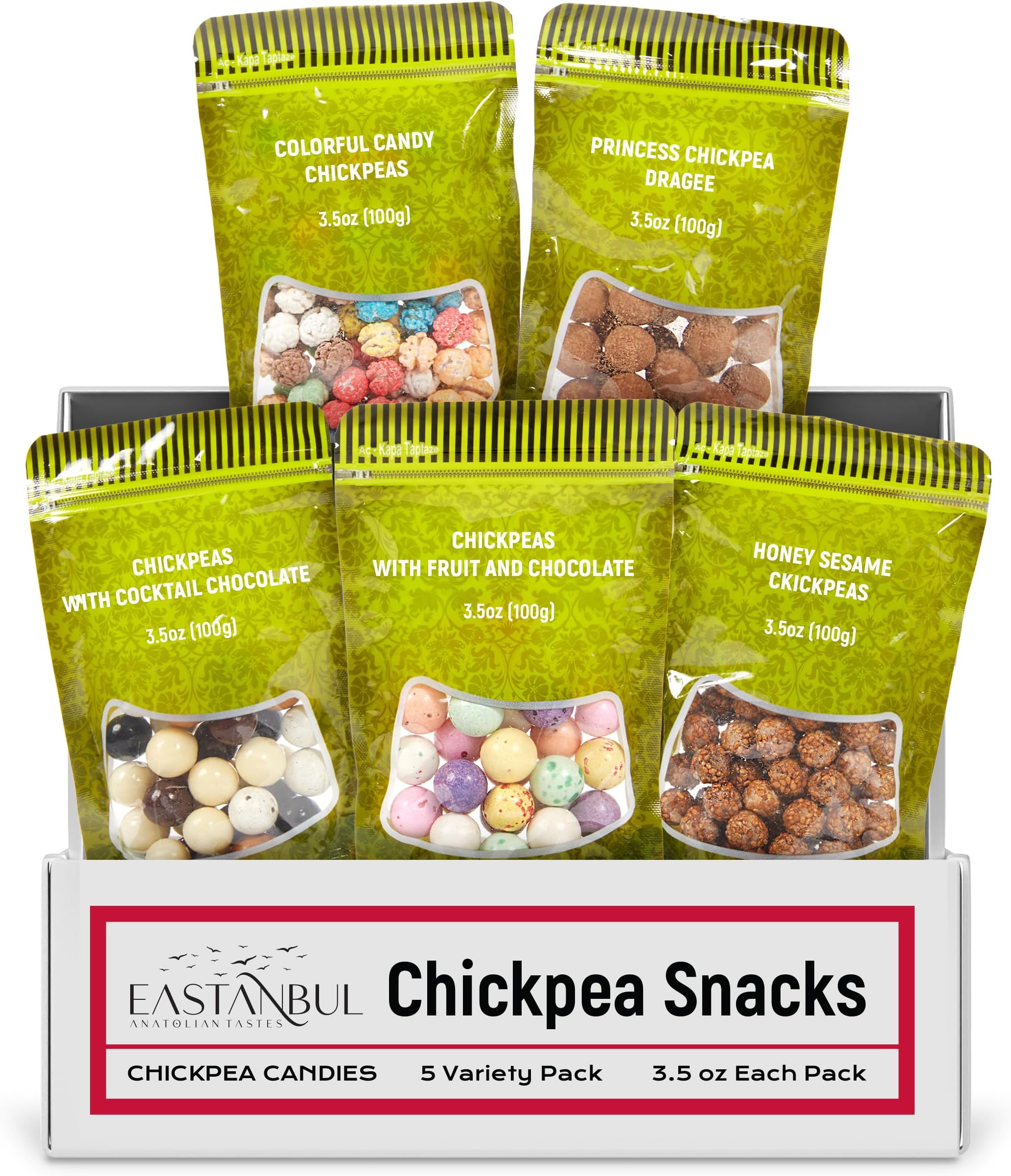 Amazon.com: Eastanbul Turkish Roasted Chickpeas, 5 Variety Pack, 3.5 ...