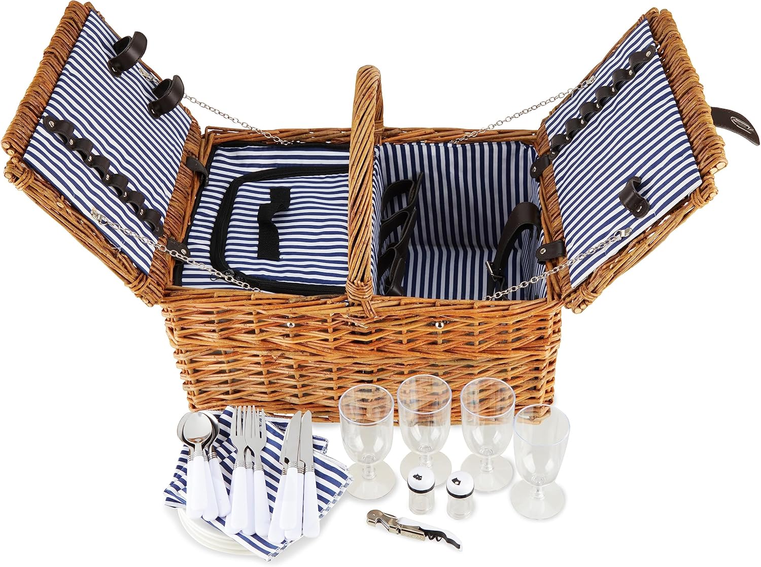 Amazon.com: Twine Cape Cod Picnic Basket, Wicker Basket with Place ...