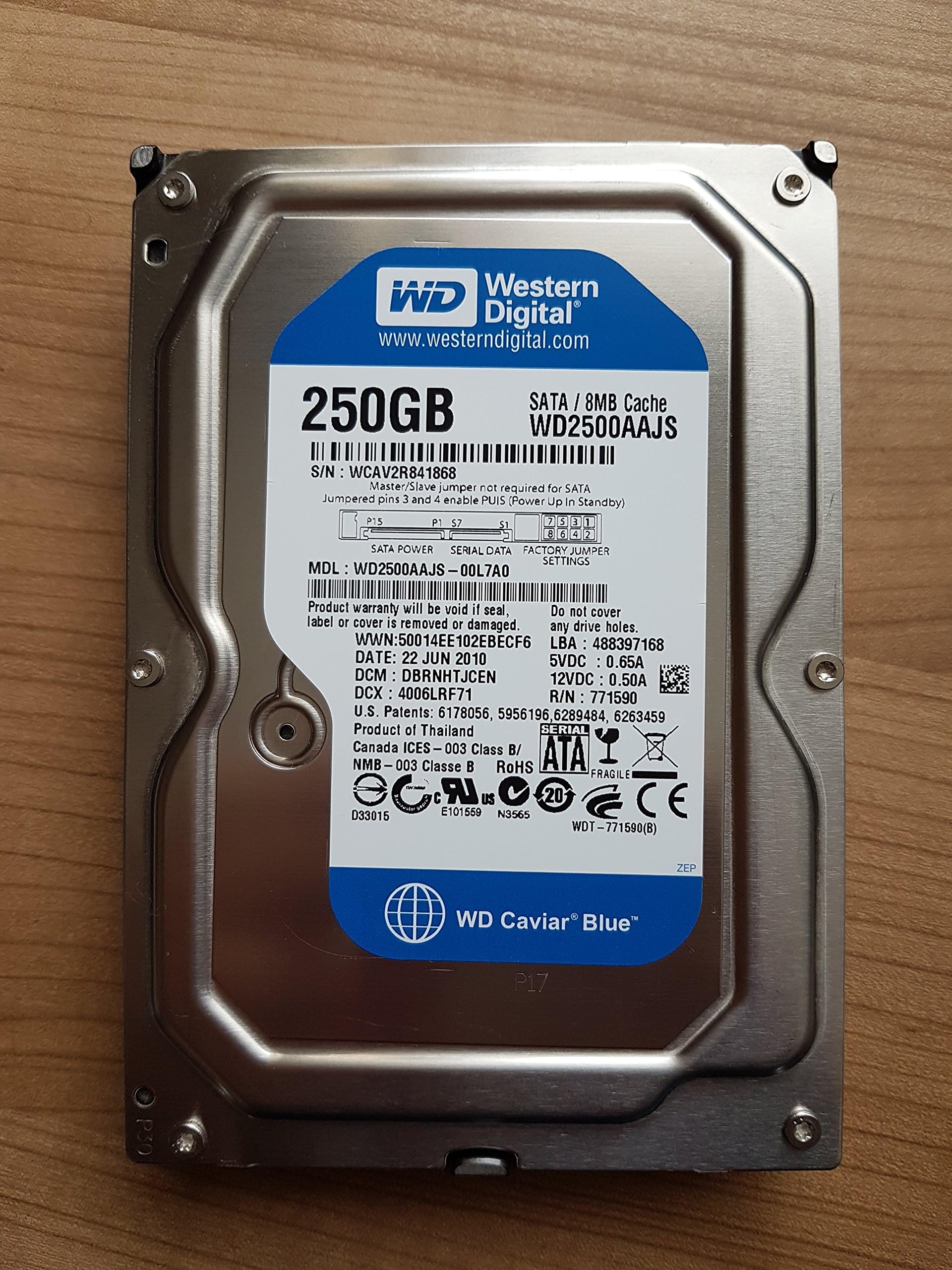 Western Digital WD2500AAJS Caviar Blue 250GB interne Festplatte (8,9 cm ...