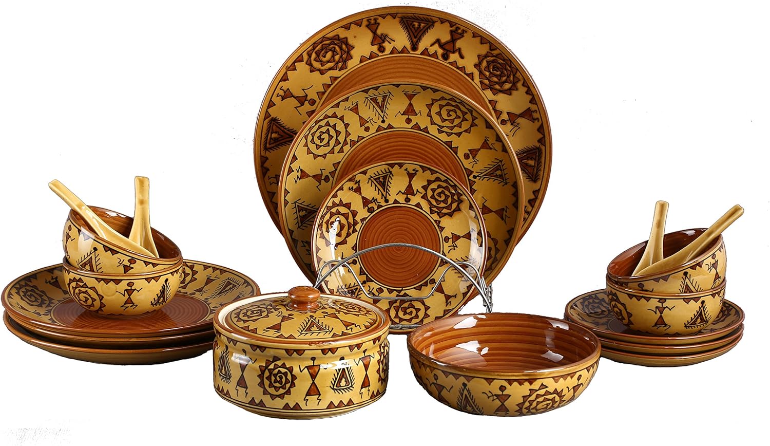 Amazon.com | Caffeine Ceramic Handmade Mustard Romani Mini Dinner Set ...