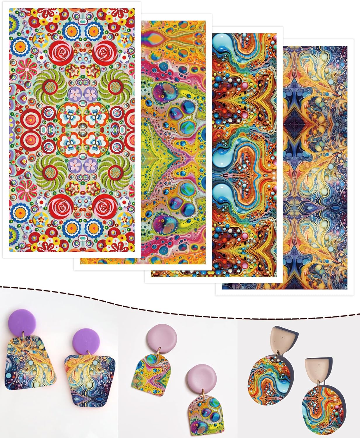 Amazon.com: Puocaon Abstract Clay Transfer Paper - 20 Sheets Polymer ...