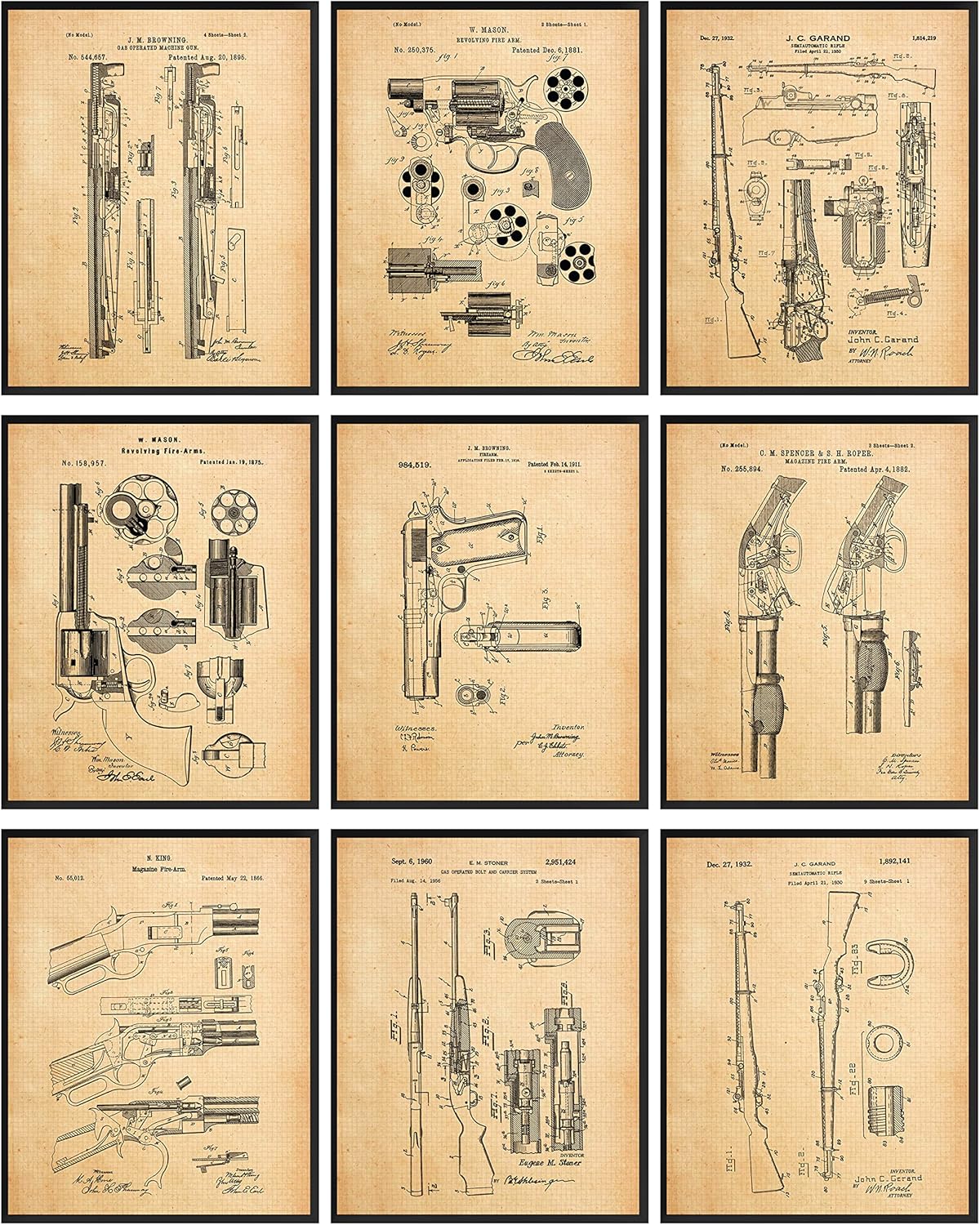 Amazon.com: 97 Decor Vintage Gun Patent Prints - Antique Gun Poster ...