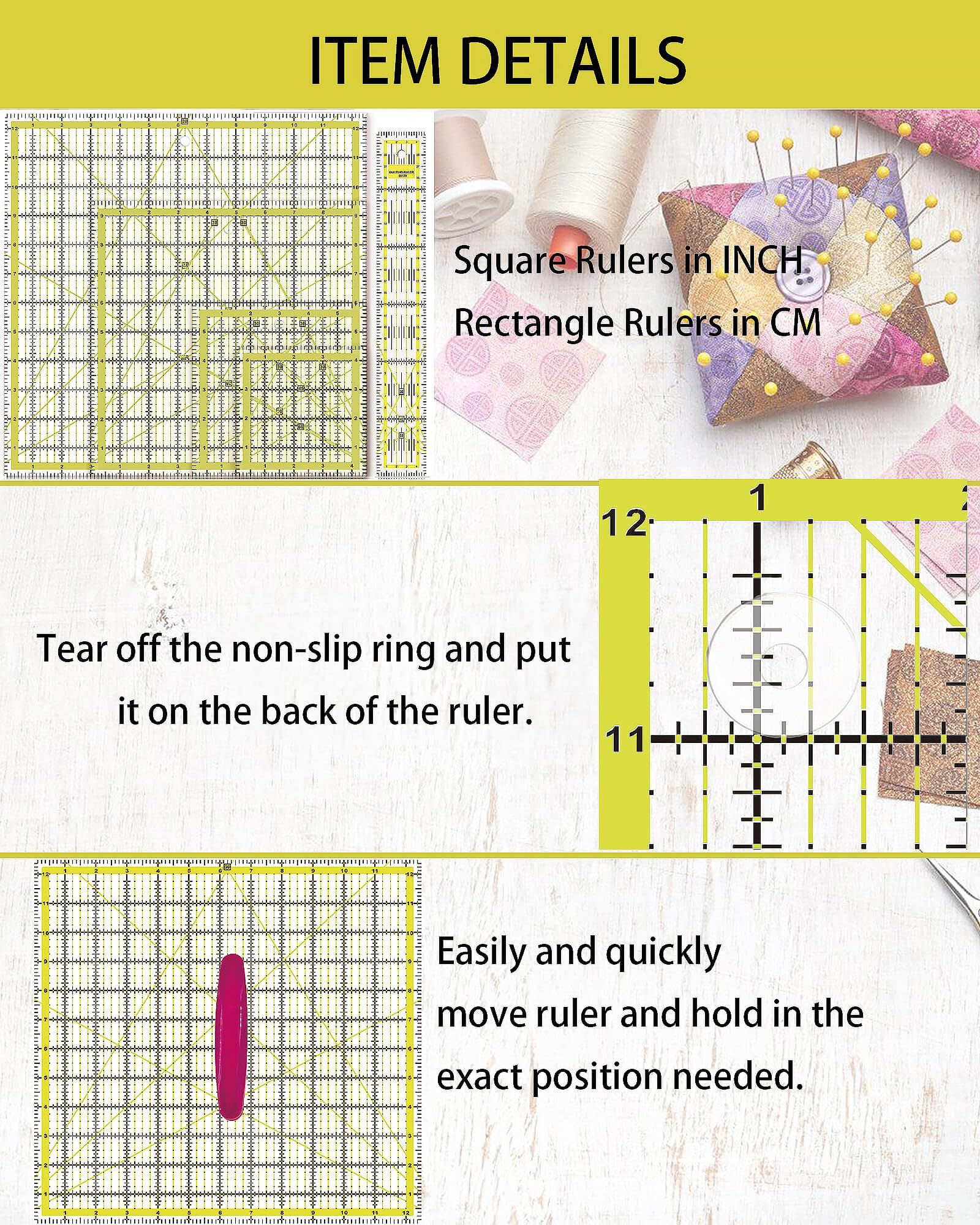 Snapklik.com : Karpoulra 7 Pack Quilting Rulers, Clear Acrylic Square ...
