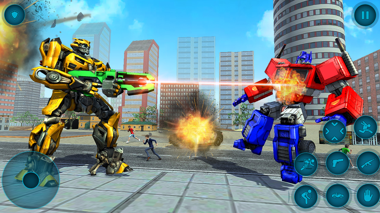 Roboterauto-Transformations-Stadtkampfspiel: echter Roboter-Multiplayer ...