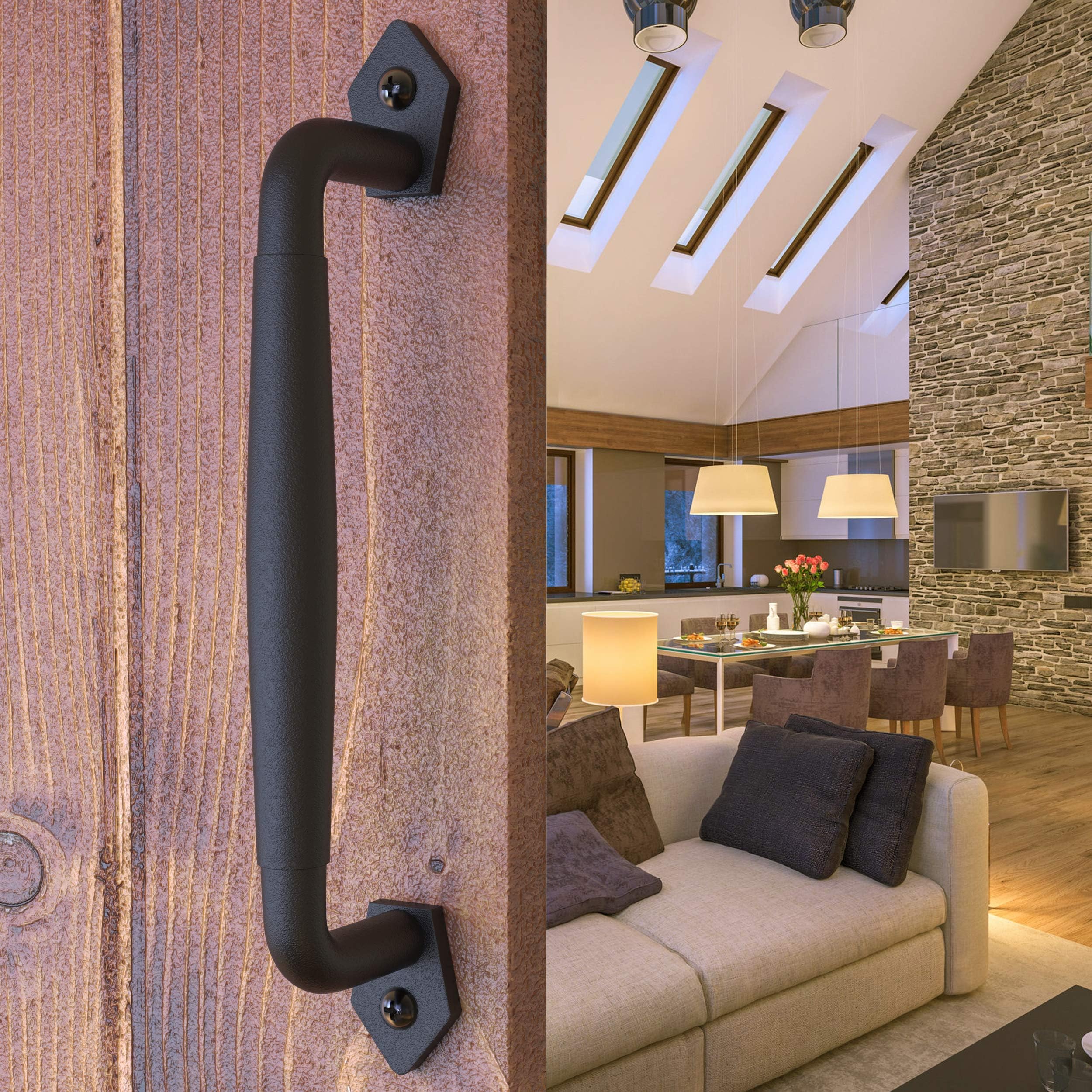Amazon.com: Toprema Sliding Barn Door Handle Pull Black Heavy Duty Cast ...