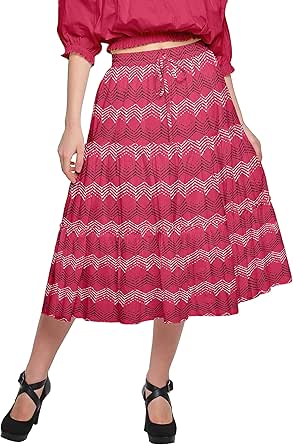 Moomaya Flared Rokken voor vrouwen onder knie Lengte Casual dragen ...