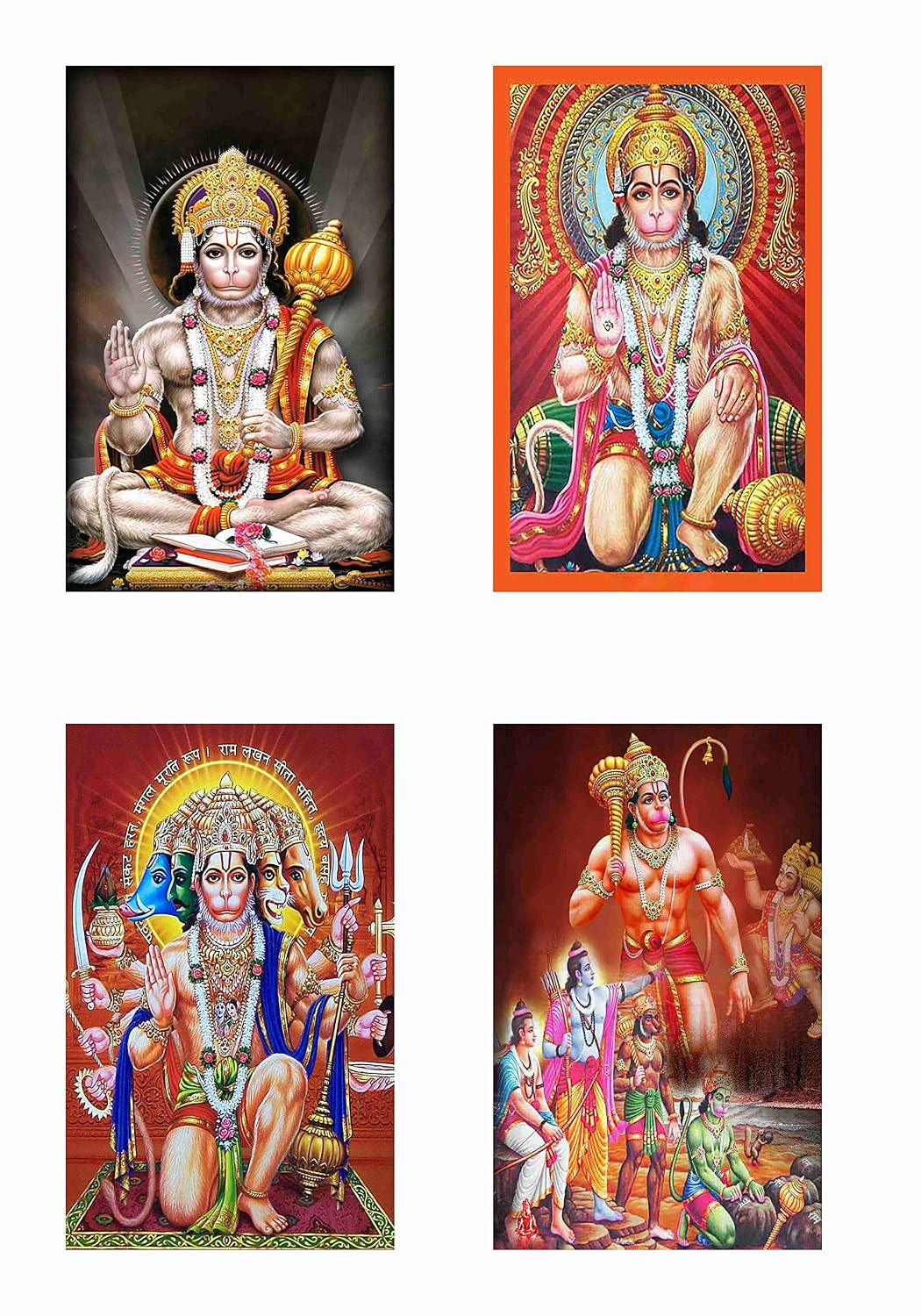 BALDAU PRINTS God Hanuman Ji Combo Poster Set of 4 Posters (Gloss ...